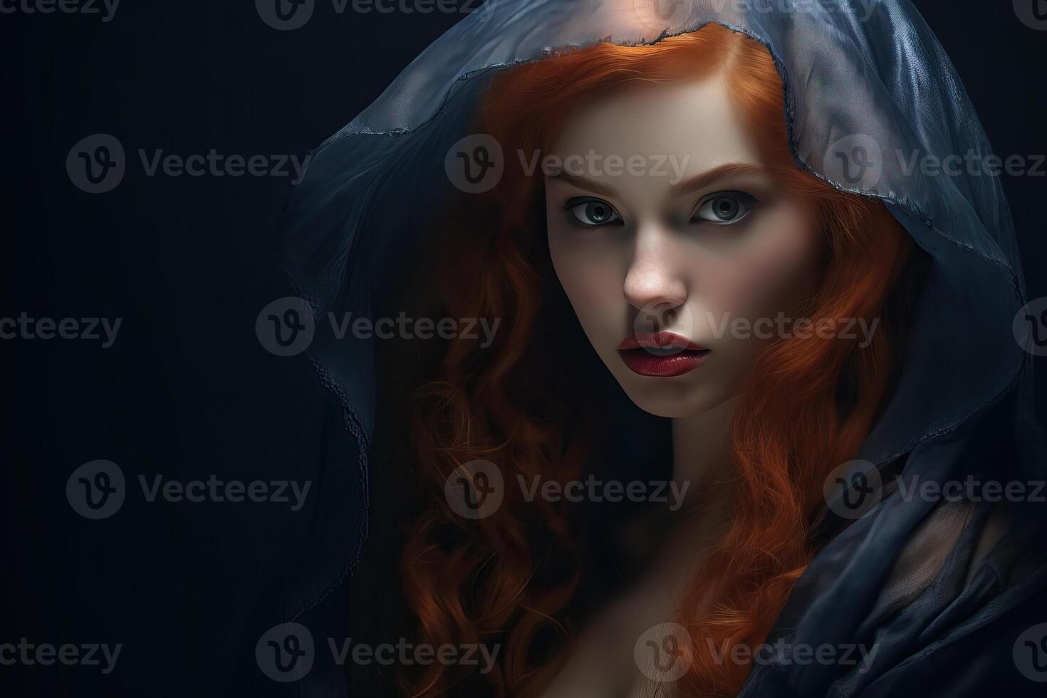Gothic Red Haired Witch In Medieval Dress With Vampire Girl 37994567