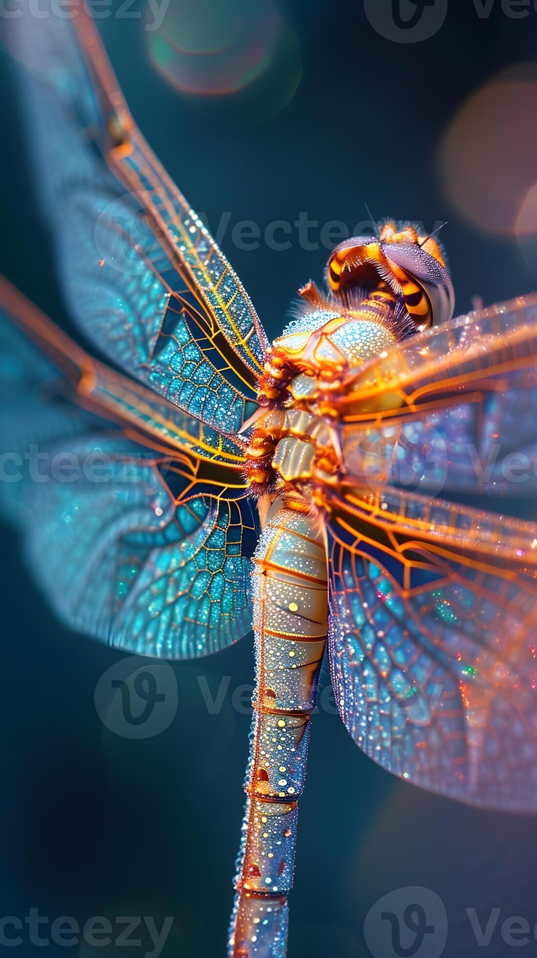 AI generated Capture the translucent beauty of a dragonfly's wings, emphasizing their intricate ...