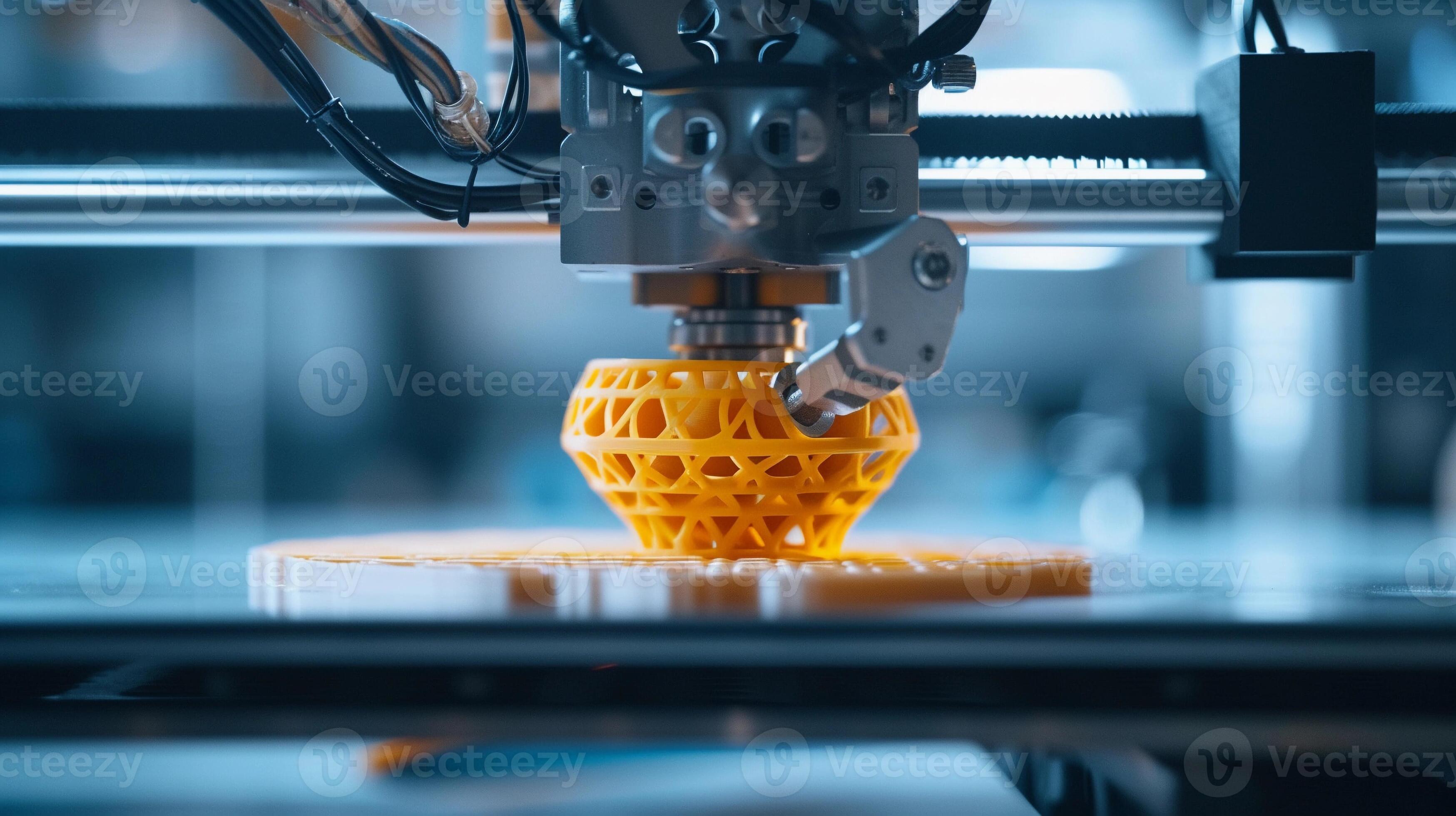 AI generated 3D Printing Innovation, highlight the process of 3D printing, background image ...