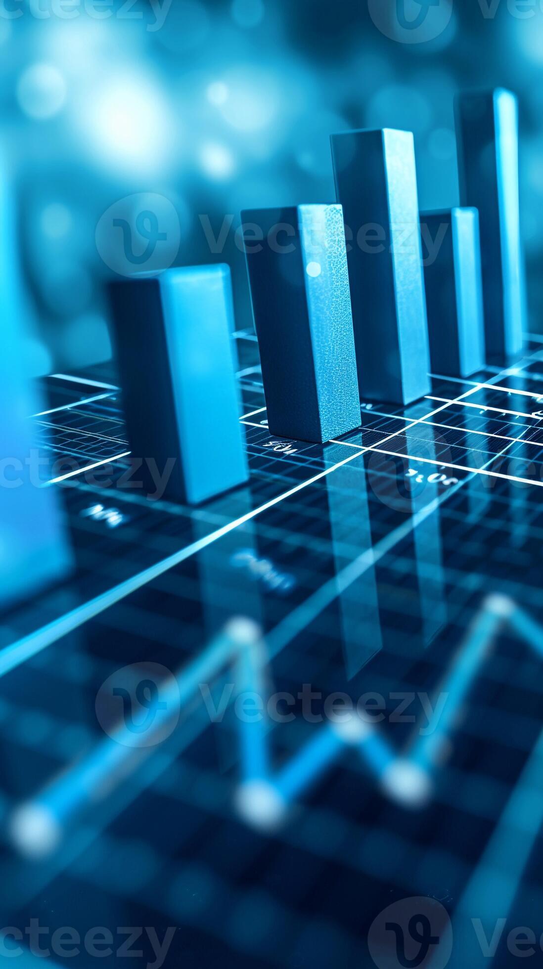 AI generated Dynamic image of a bar chart where each bar is progressively higher, background ...