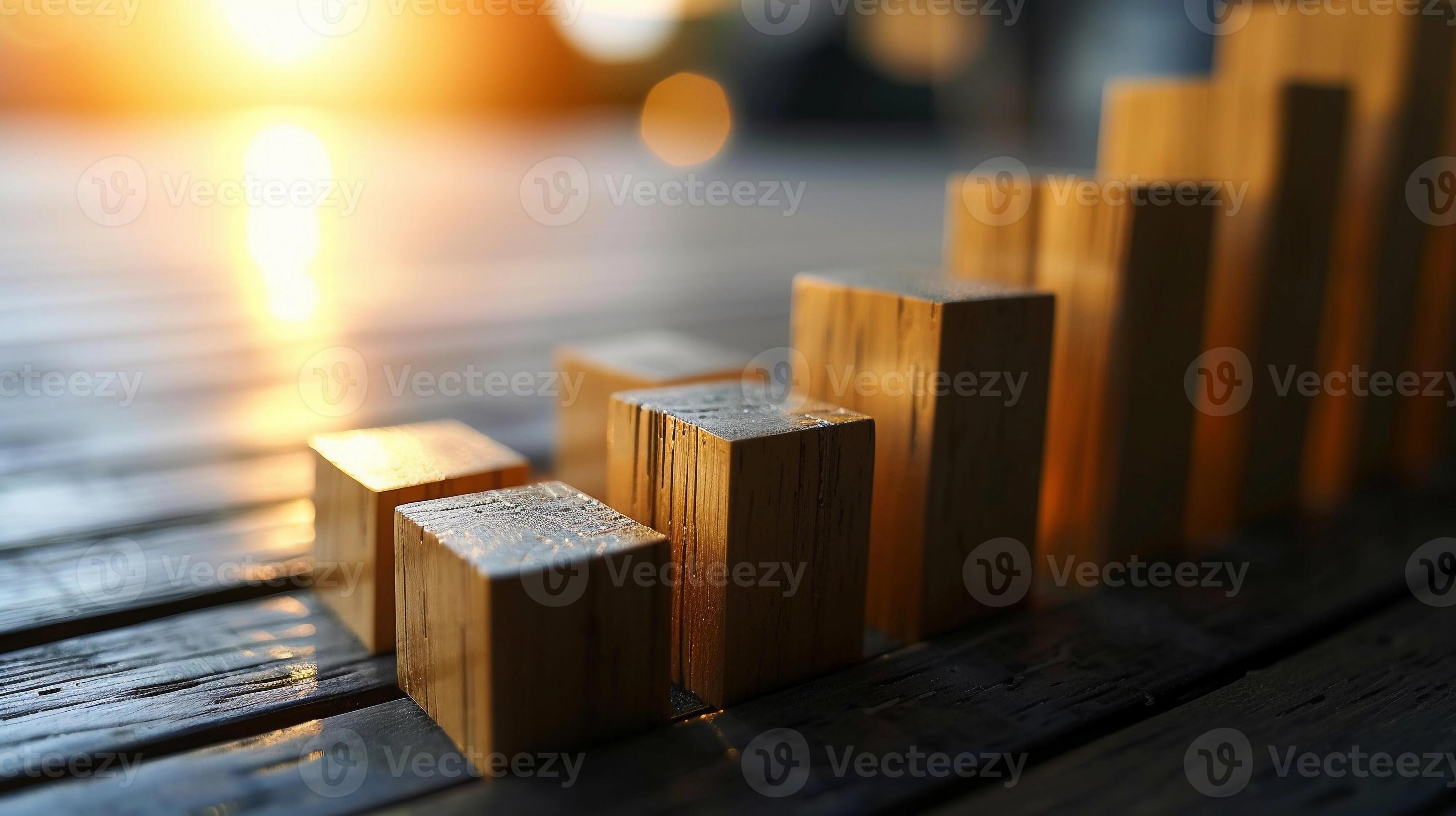 AI generated Dynamic image of a bar chart where each bar is progressively higher, background ...