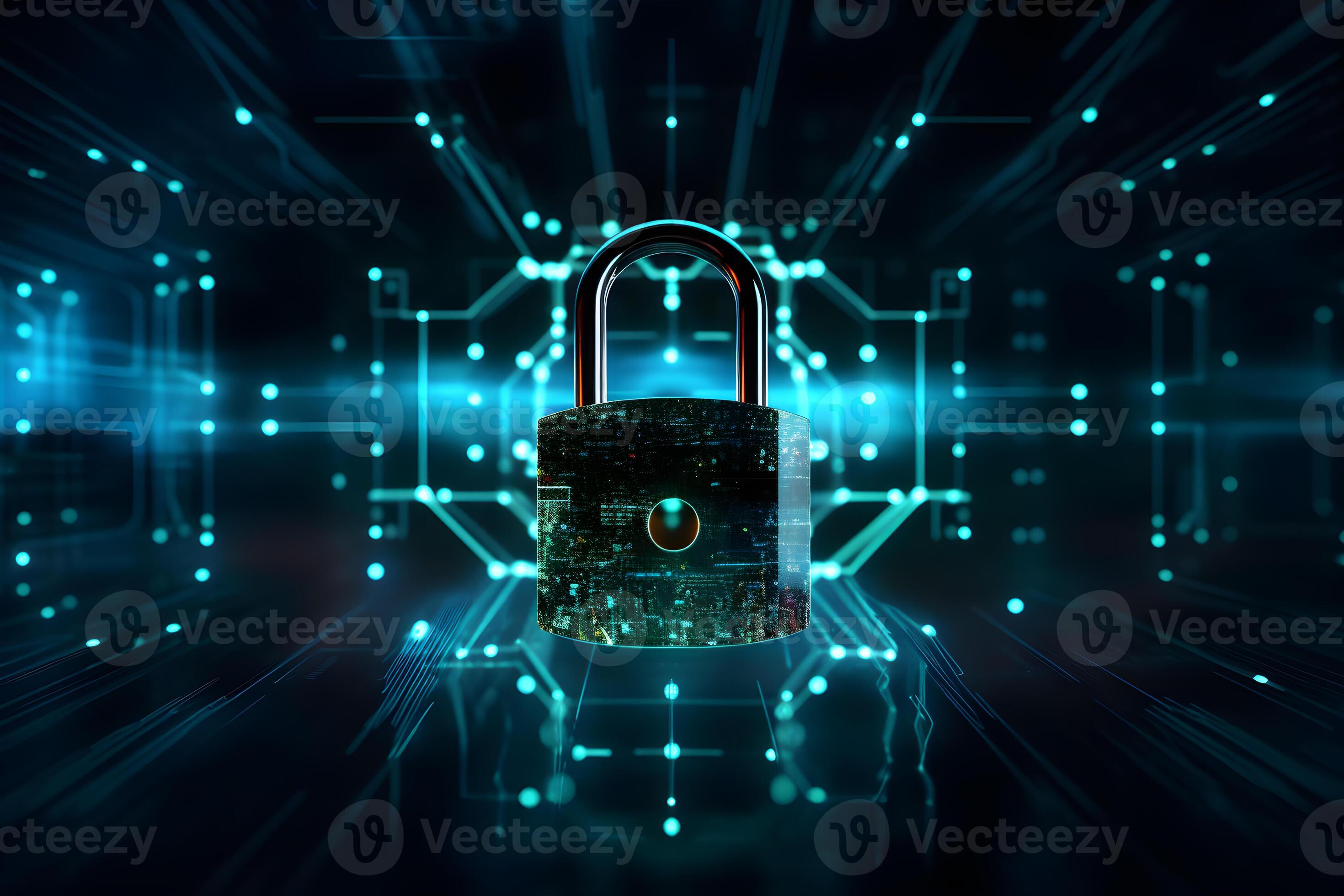 Ai Generated Cybersecurity And Privacy And Protect Data Concept Lock