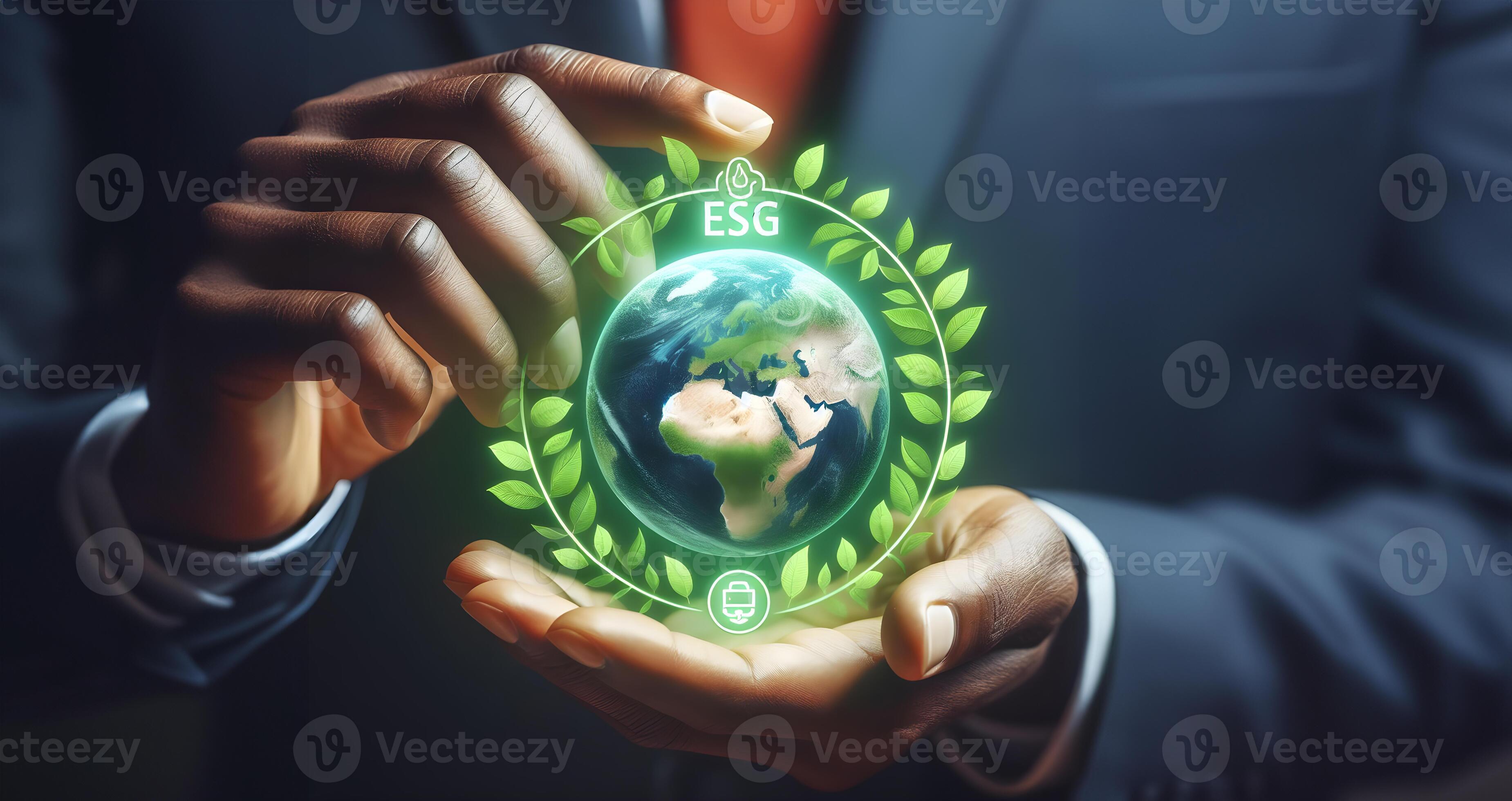 AI generated ESG icon concept for environmental, social, and governance in sustainable and ...