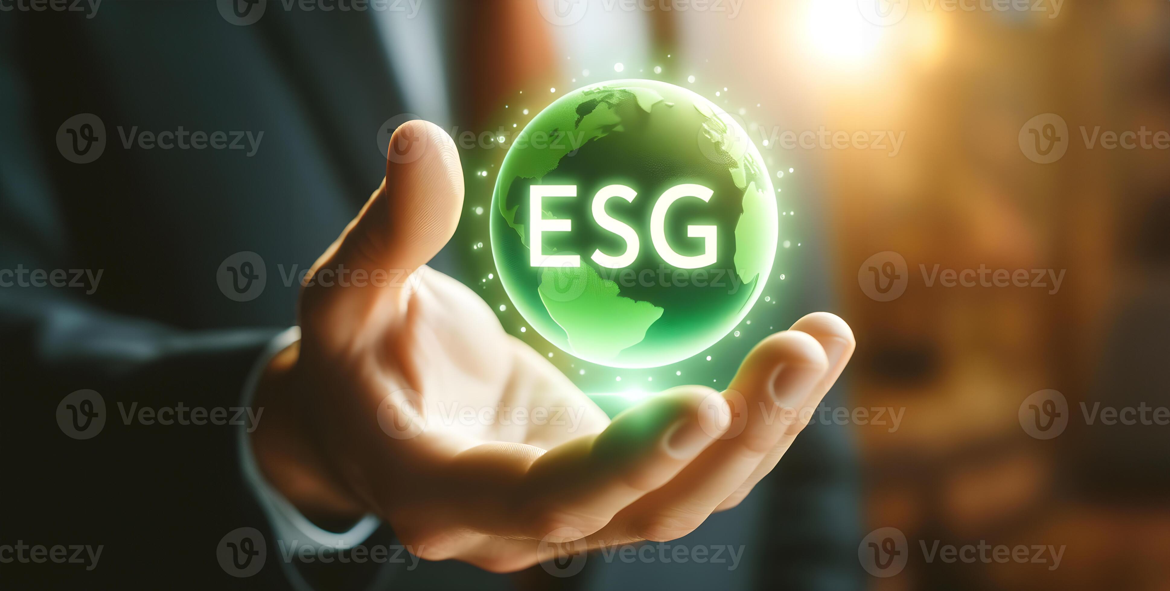 AI generated ESG icon concept for environmental, social, and governance in sustainable and ...
