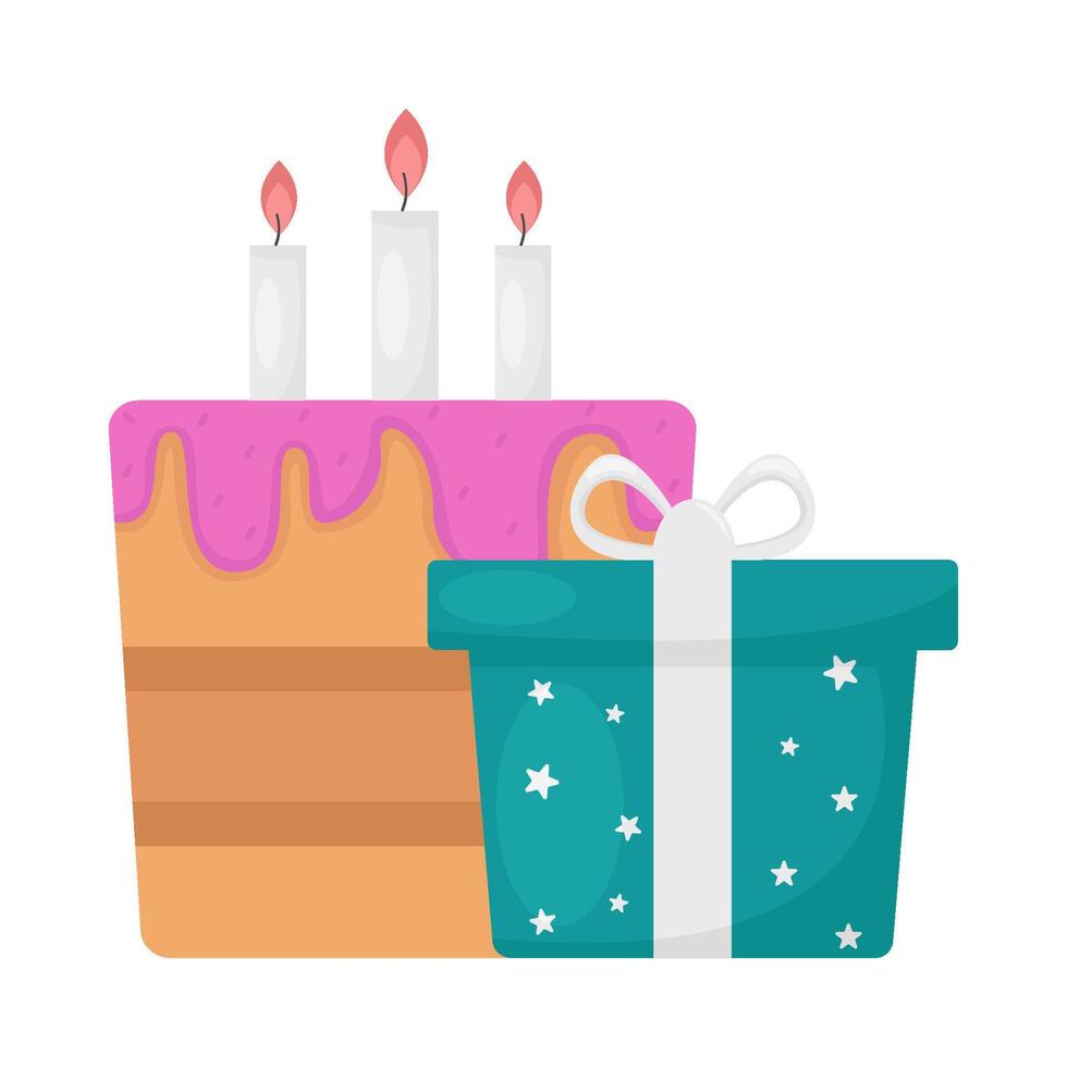 birthday cake with gift box illustration 38006270 Vector Art at Vecteezy