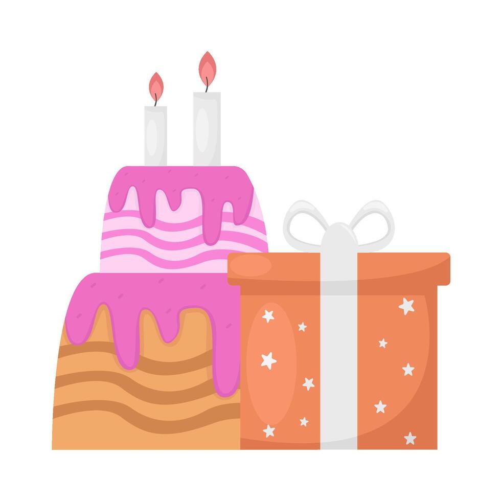 birthday cake with gift box illustration 38006719 Vector Art at Vecteezy