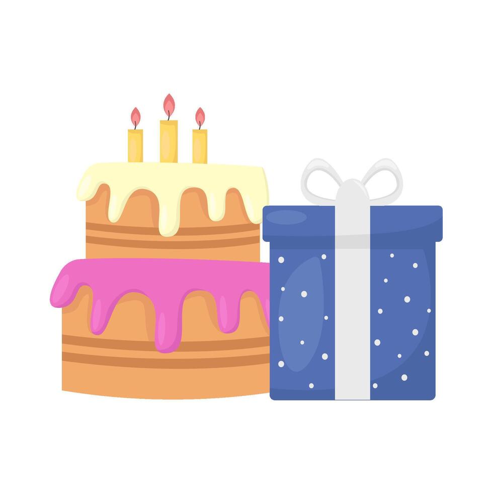 birthday cake with gift box illustration 38009151 Vector Art at Vecteezy