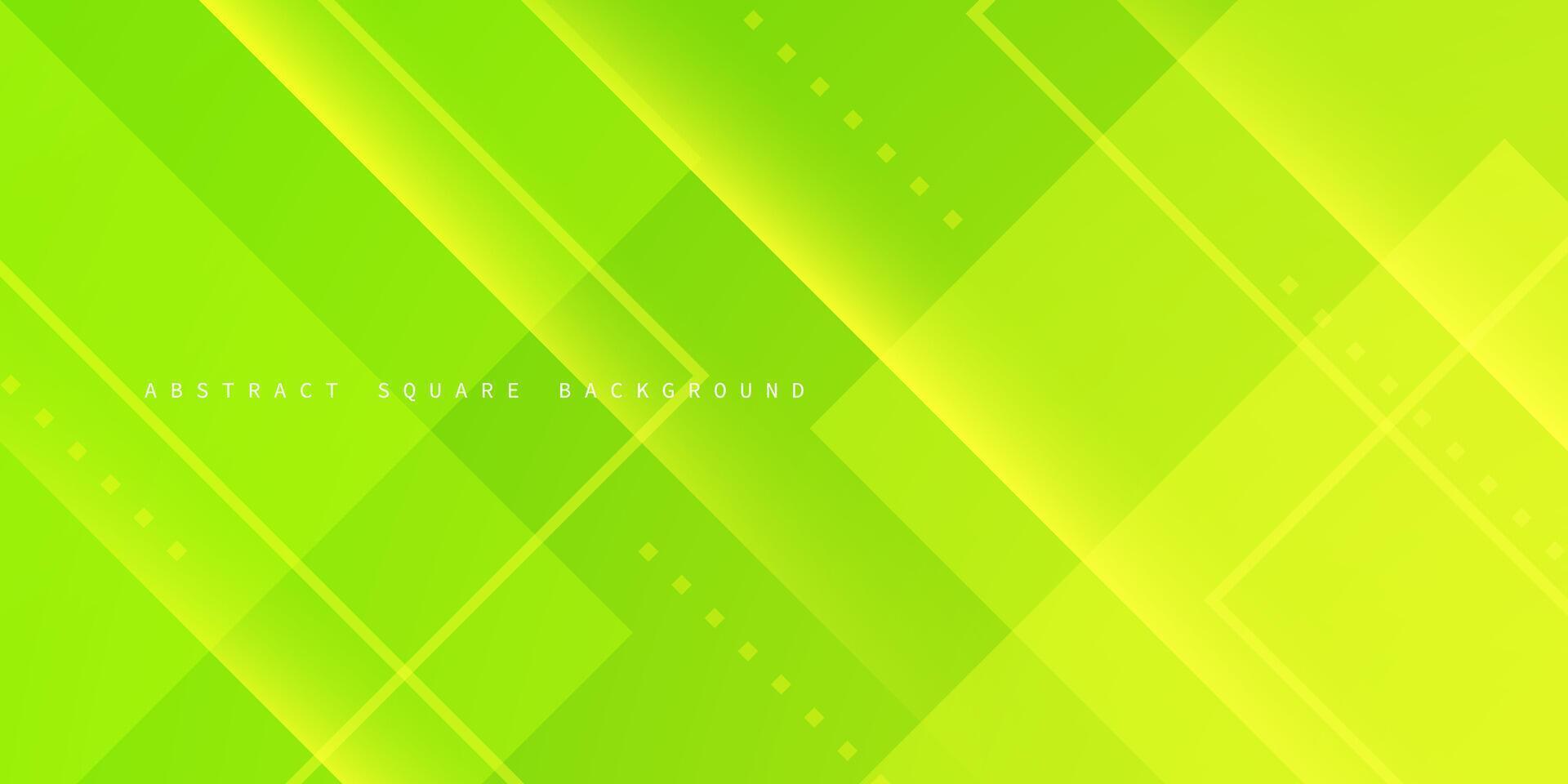 Abstract bright green background with shadows and simple square lines ...