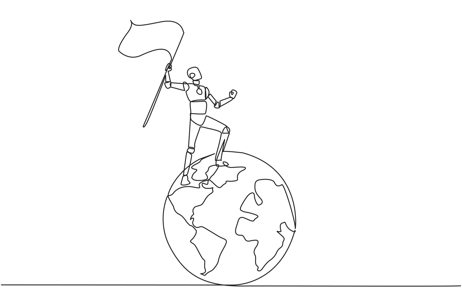 Single continuous line drawing of robotic artificial intelligence ...