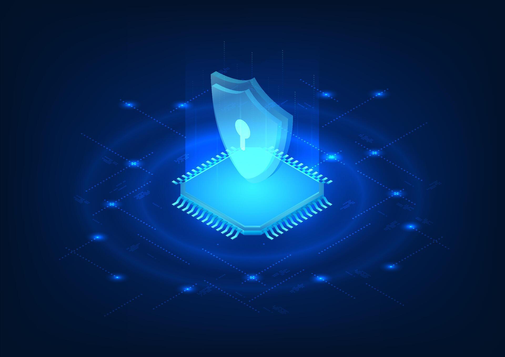 Microchip technology equipped with cyber security system Protection against virus threats Data ...