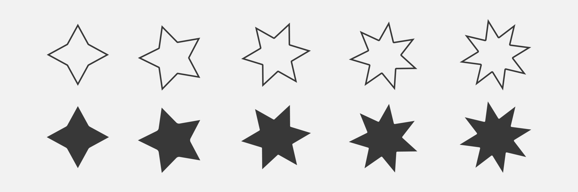 Set of Stars line icon and glyph. Different types of star. Vector ...