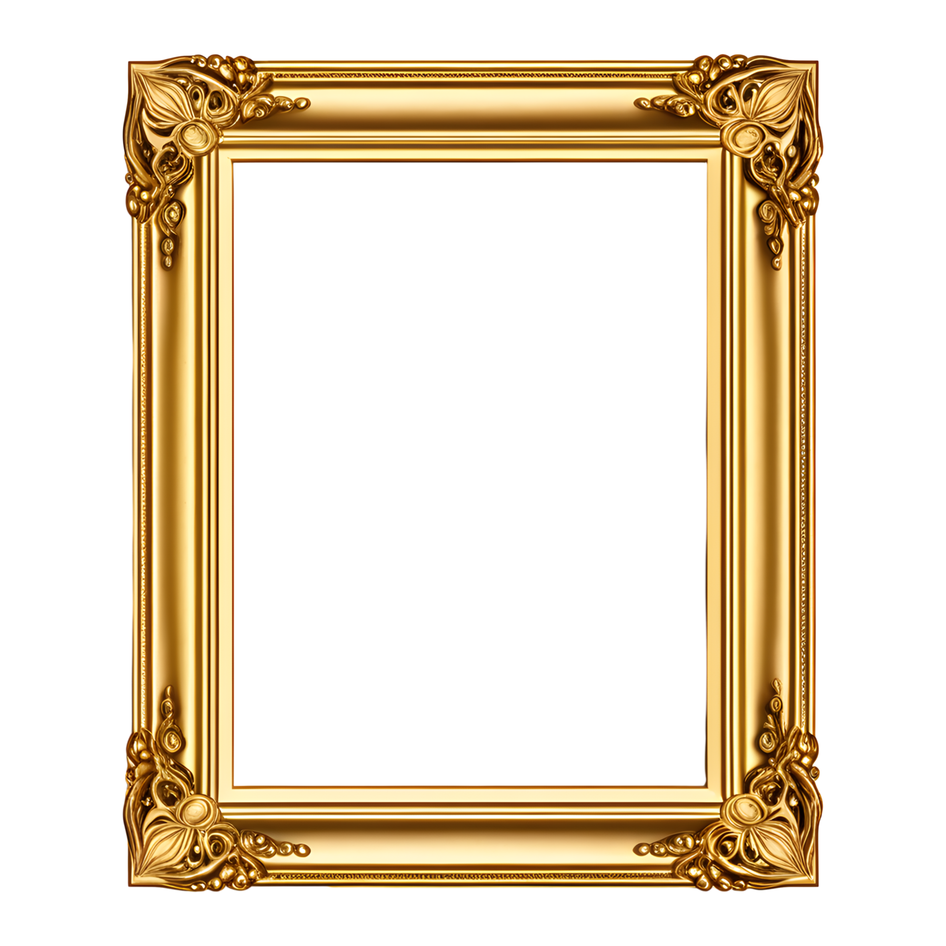 AI generated Antique Gold Picture Frame Isolated on Transparent Background 38028595 PNG