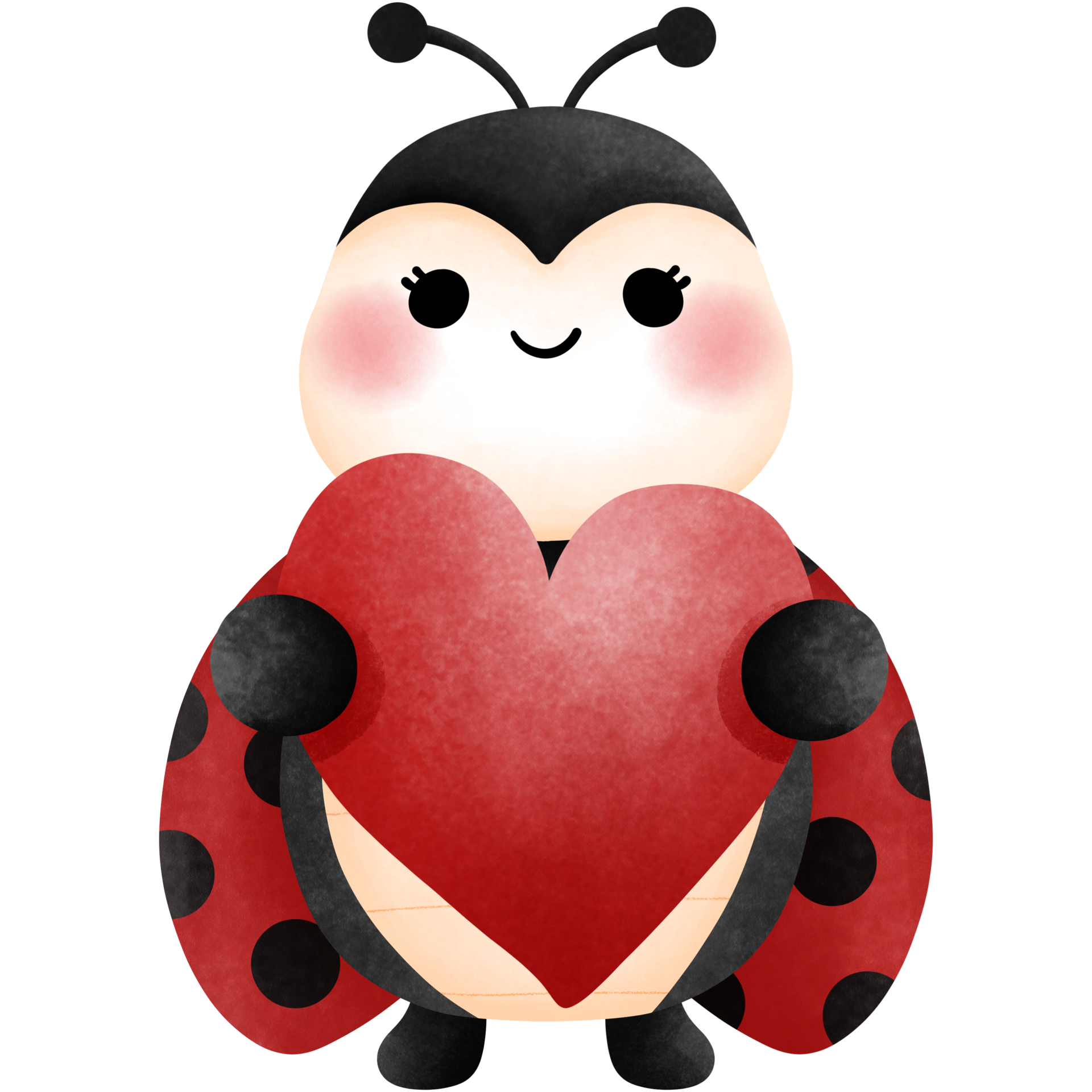 Adorable valentine ladybug with red heart clipart, Love bug, Cute ...