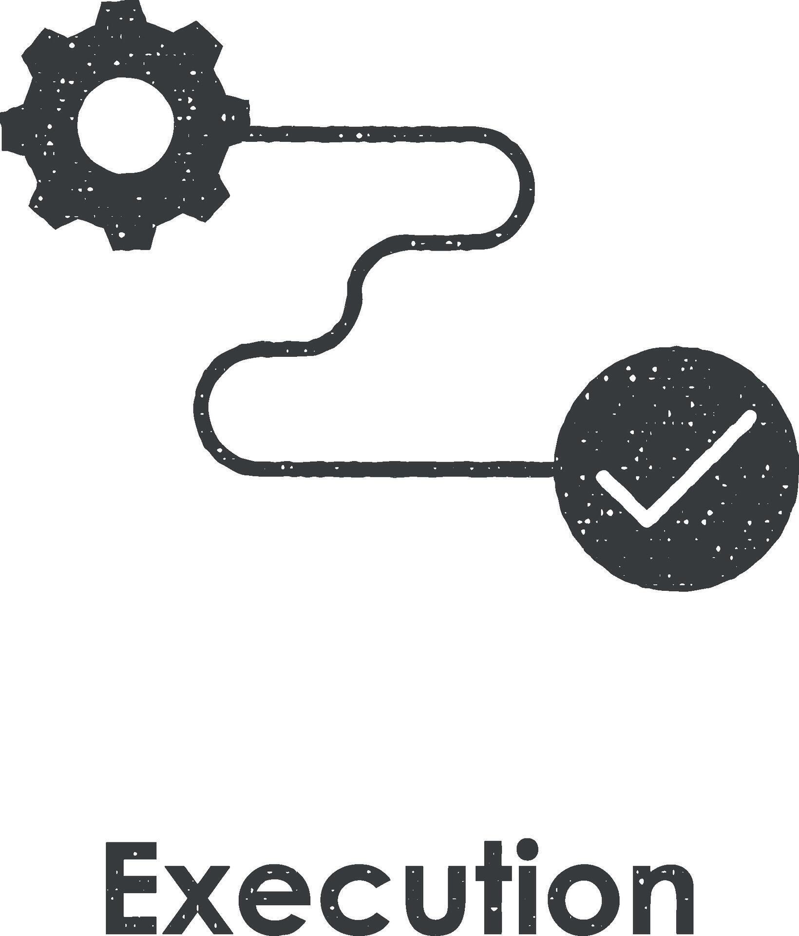 gear, connection, execution vector icon illustration with stamp effect ...
