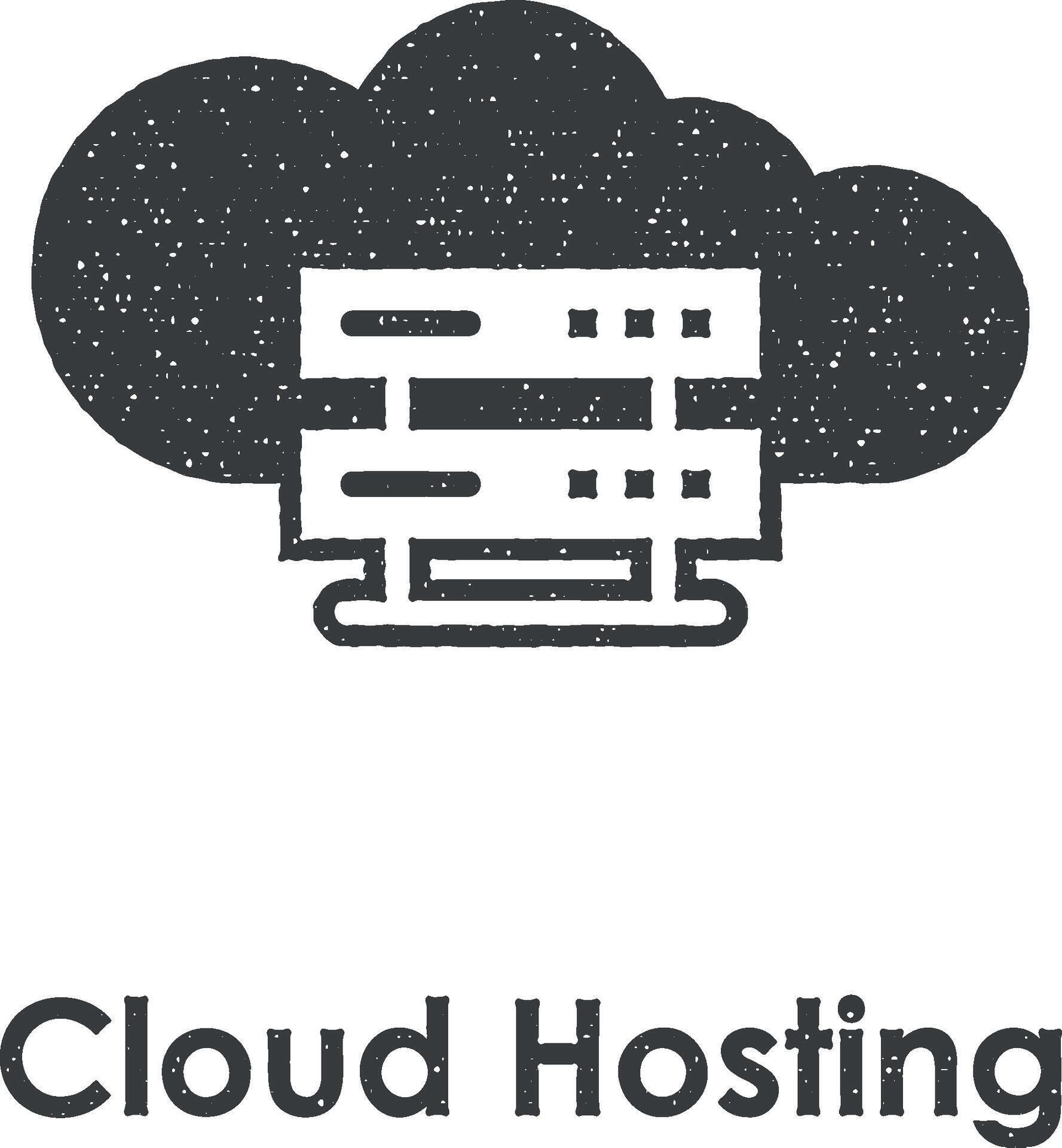 cloud, server, cloud hosting vector icon illustration with stamp effect ...