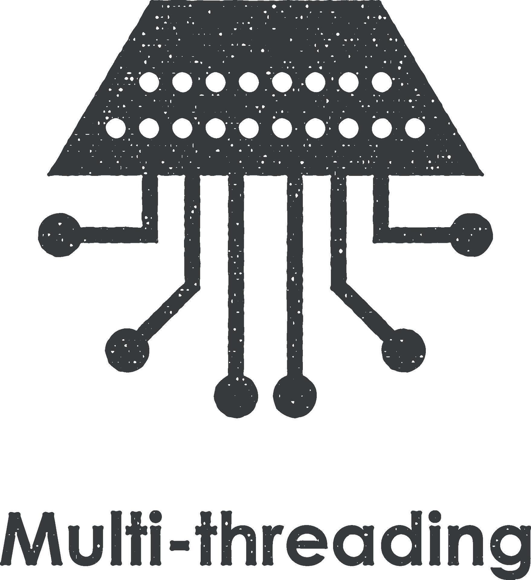 multi-threading, quadrangle, circuit vector icon illustration with ... multi-threading, quadrangle, circuit vector icon illustration with ...