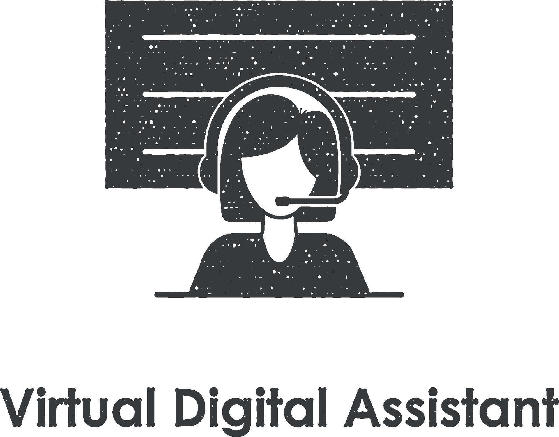 board, woman, support, virtual digital assistant vector icon ...