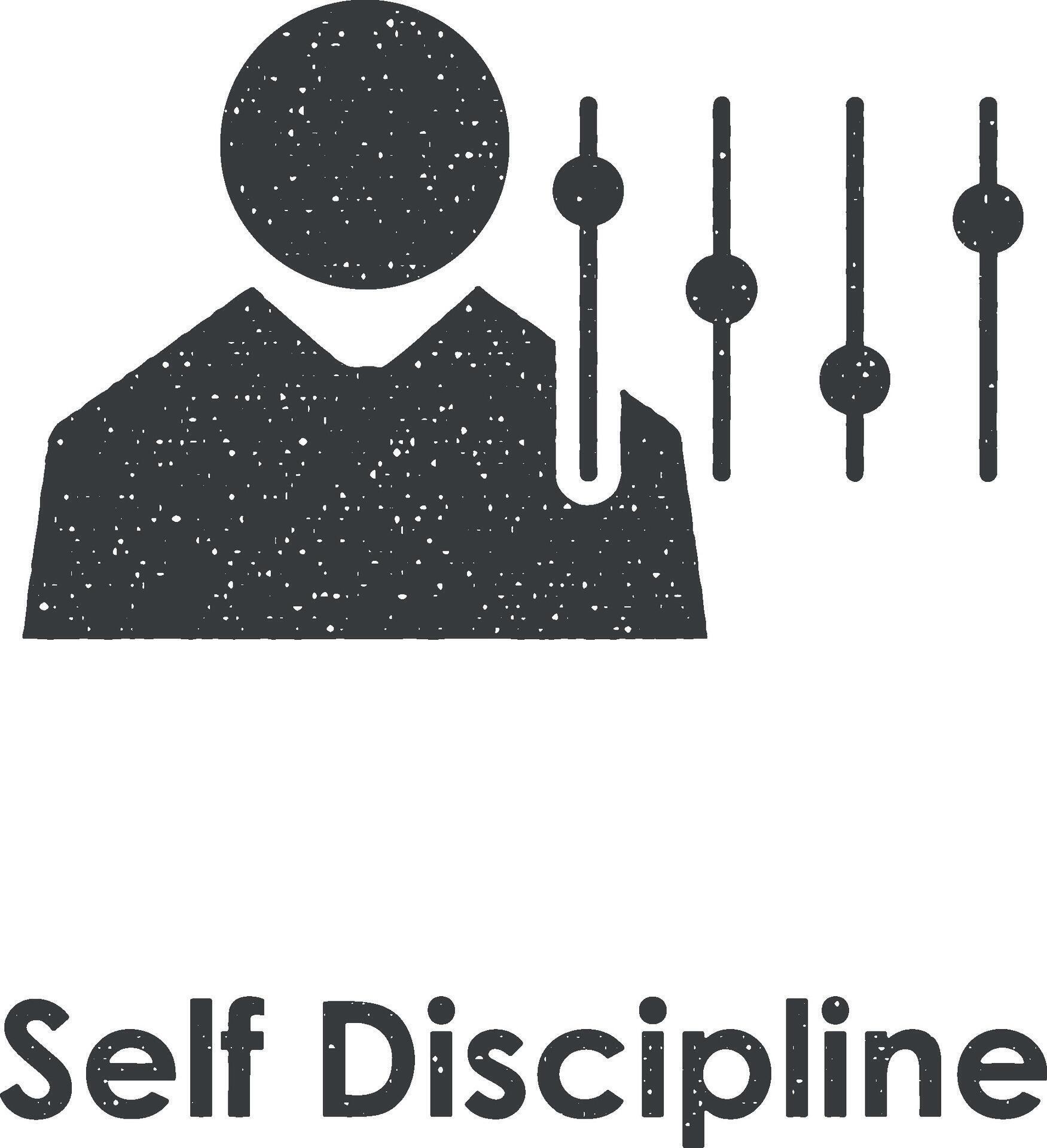 mixer, businessman, self discipline vector icon illustration with stamp ...