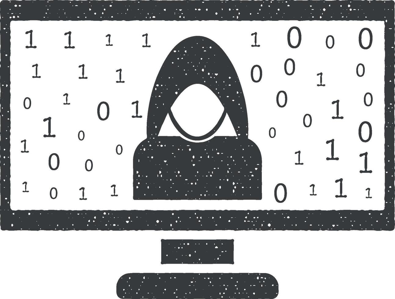hacker on the computer vector icon illustration with stamp effect ...