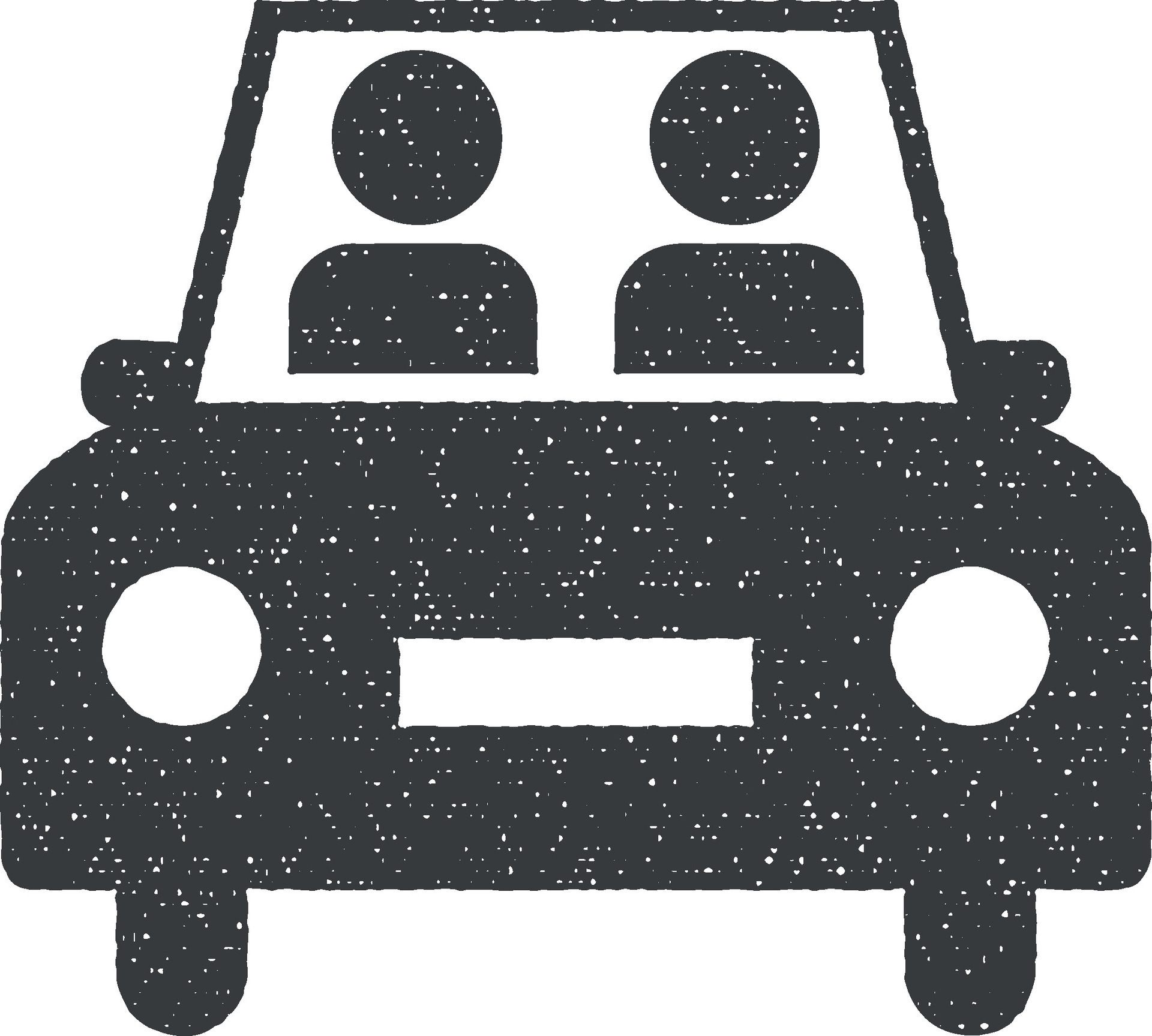 Two man, driving, car, vehicle icon vector illustration in stamp style ...