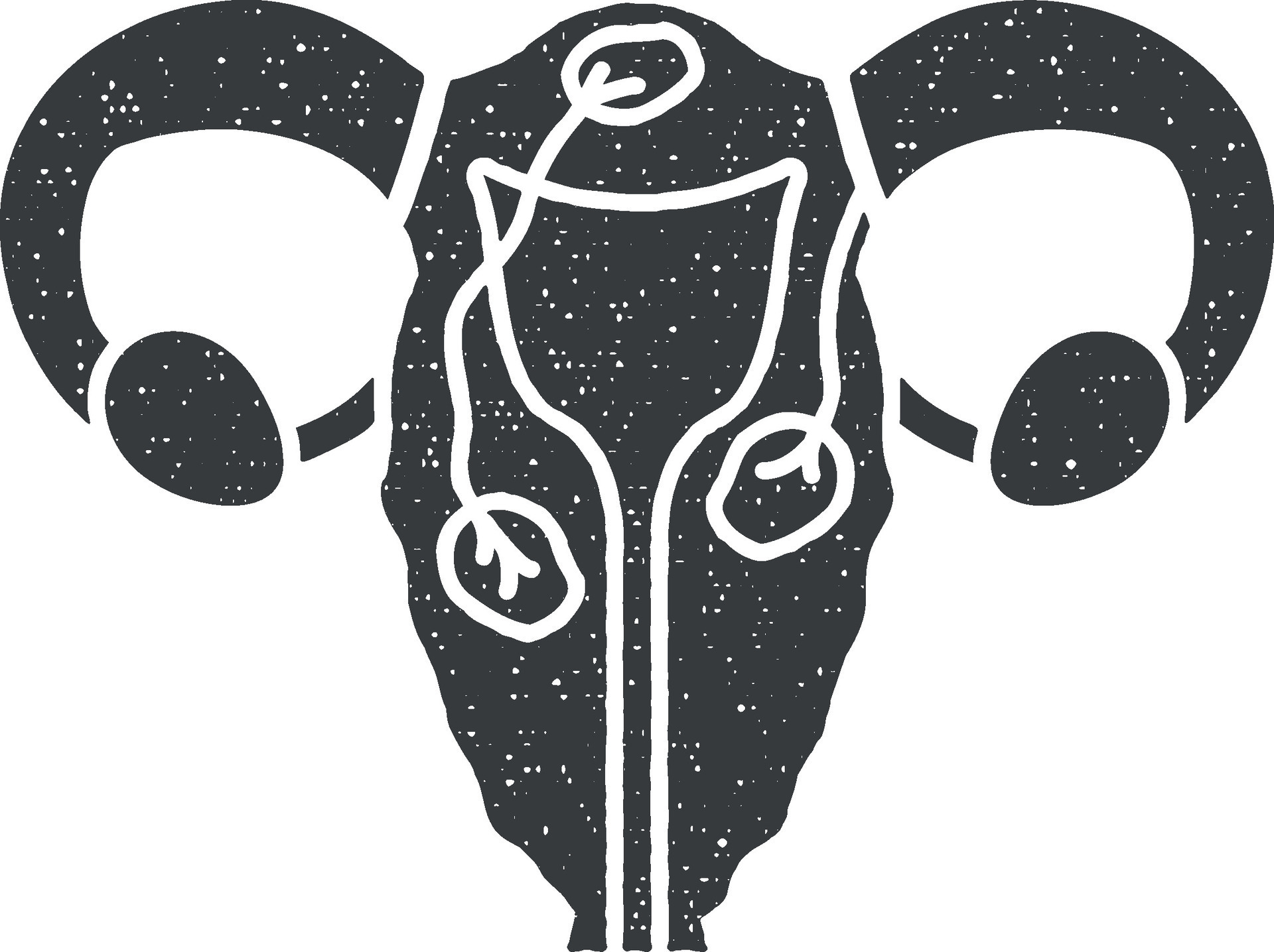 Uterine Fibroids Gynecology Icon Vector Illustration In Stamp Style