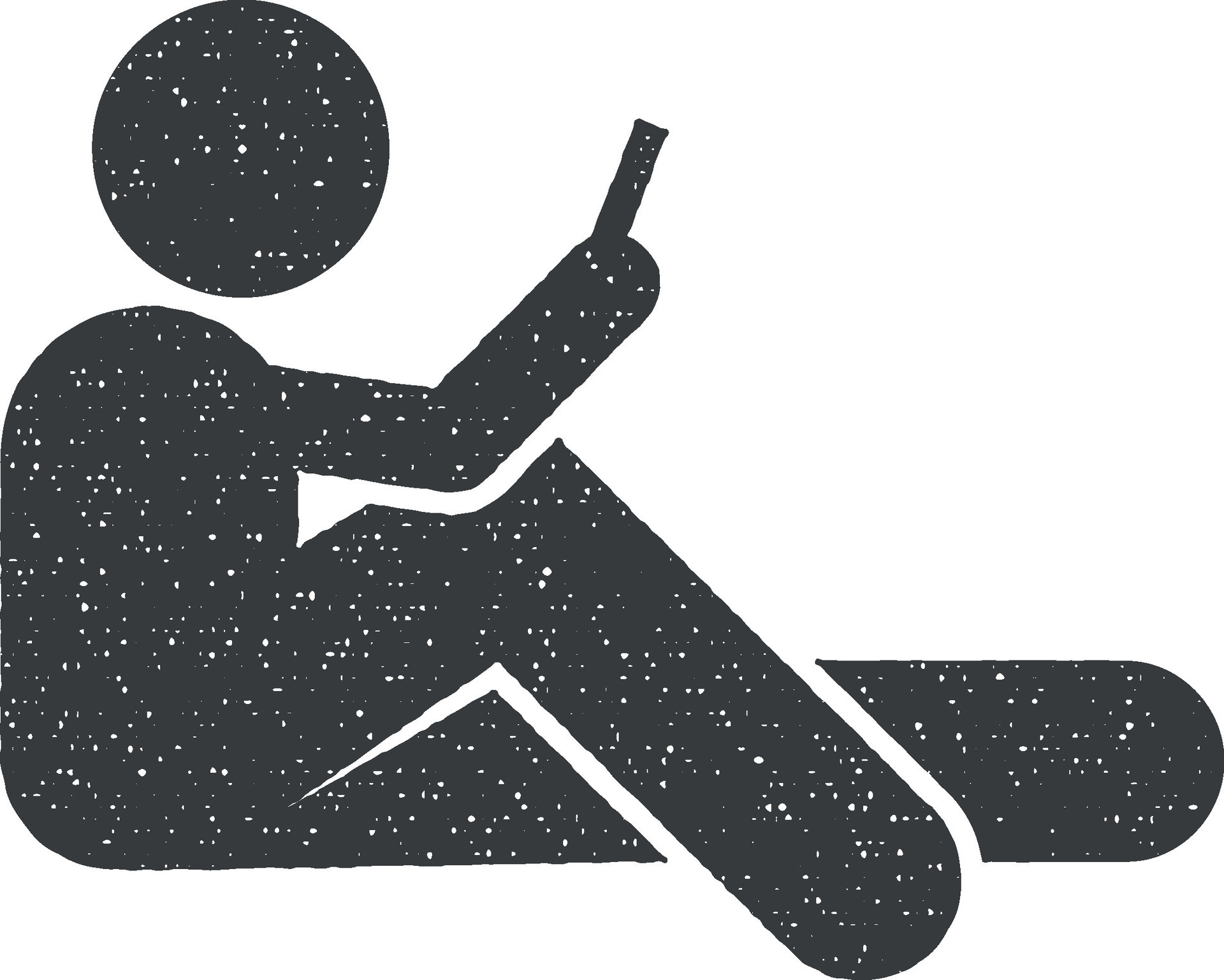 Man sitting, use phone icon vector illustration in stamp style 38041033 ...