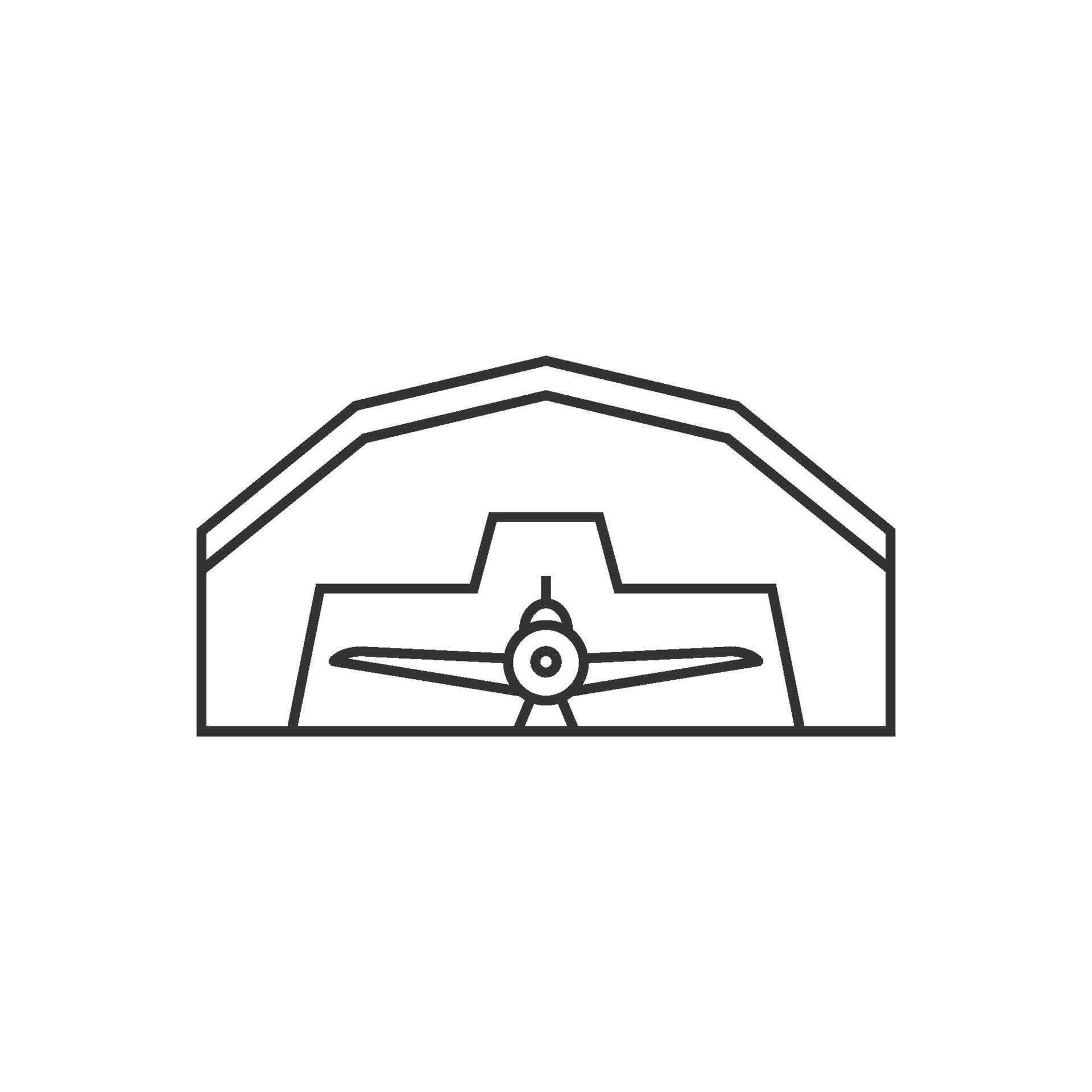 Airplane Hangar Icon In Thin Outline Style 38044600 Vector Art At Vecteezy