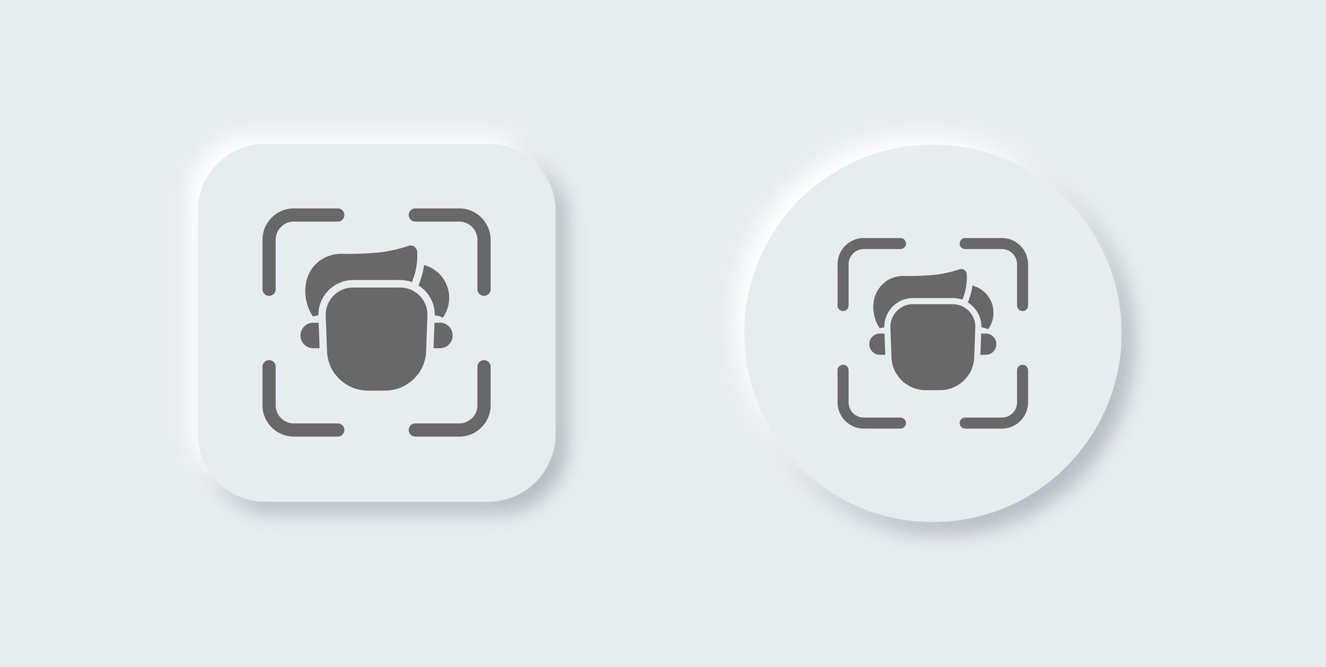 Face Id Solid Icon In Neomorphic Design Style Biometric Signs Vector