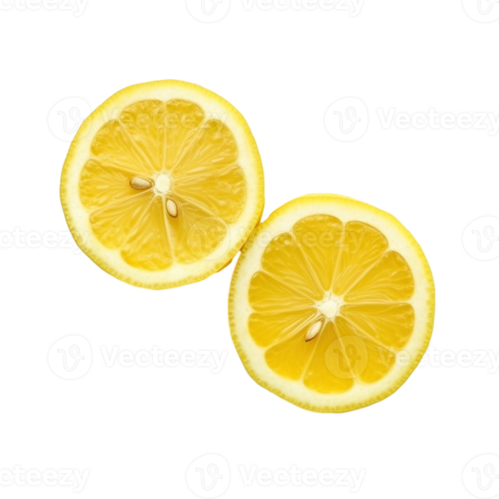 AI generated Lemon slices isolated on transparent background, created with generative AI ...