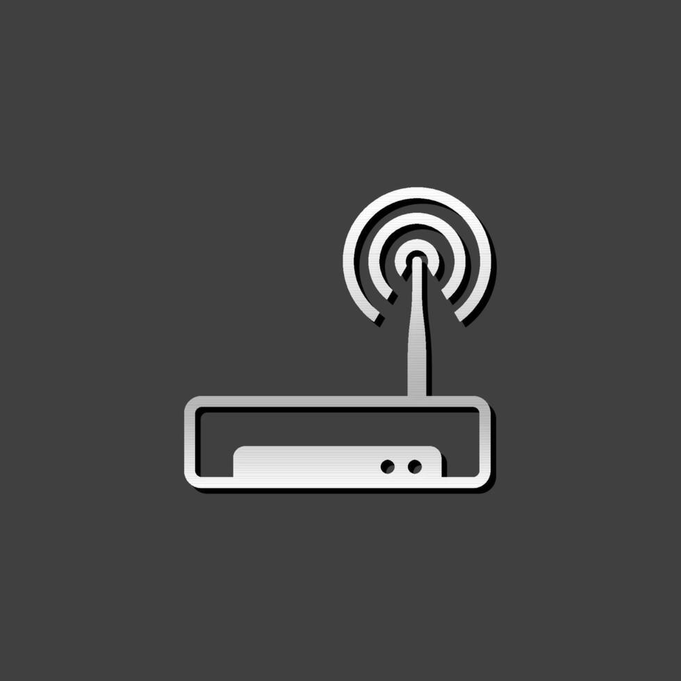 Internet Router Icon In Metallic Grey Color Style Connection Data