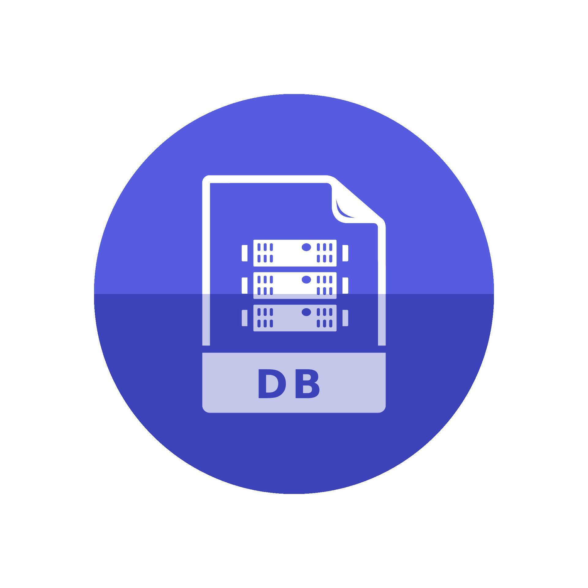 Db File Format Icon In Flat Color Circle Style Extension Database Queries Data Server Computer