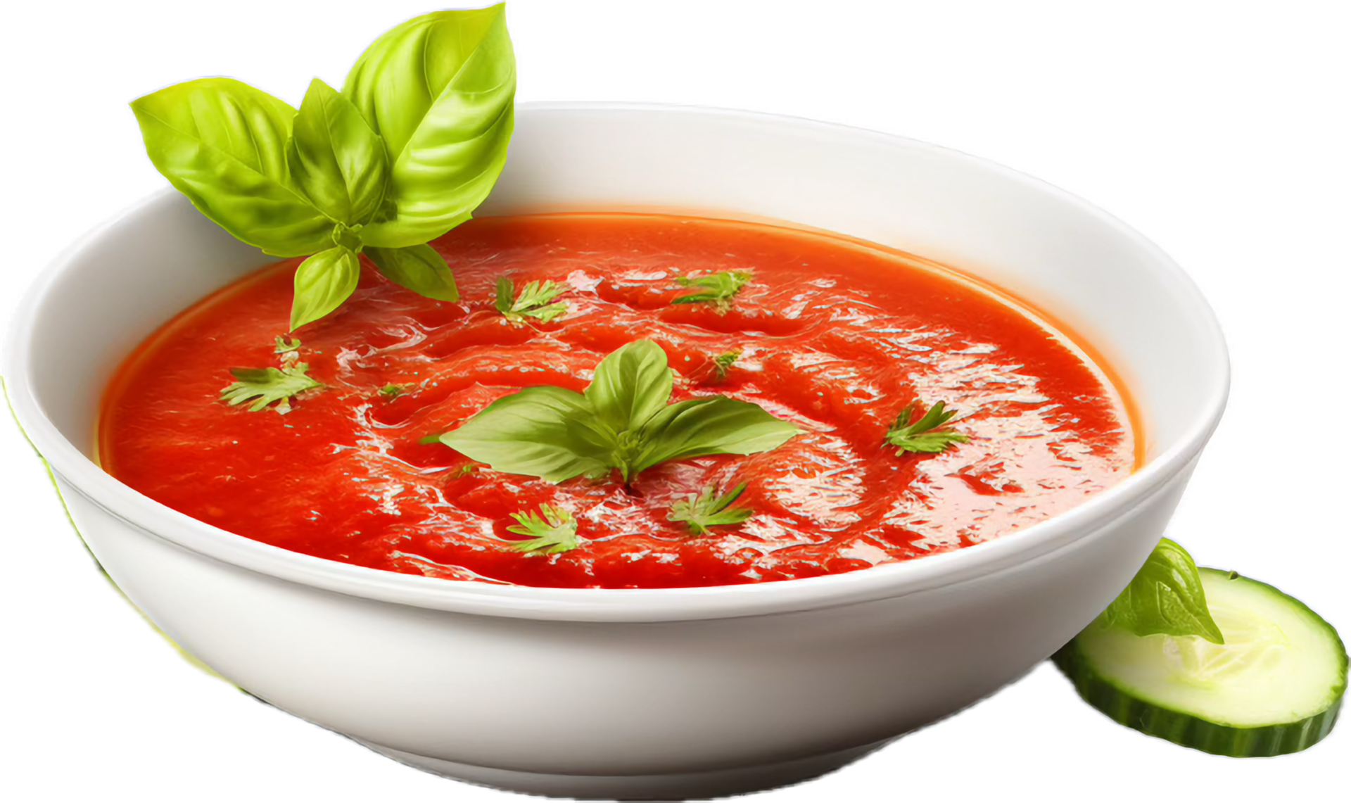 Ai Generated Tomato Soup With Fresh Basil And Cucumber Png 38071938 Png