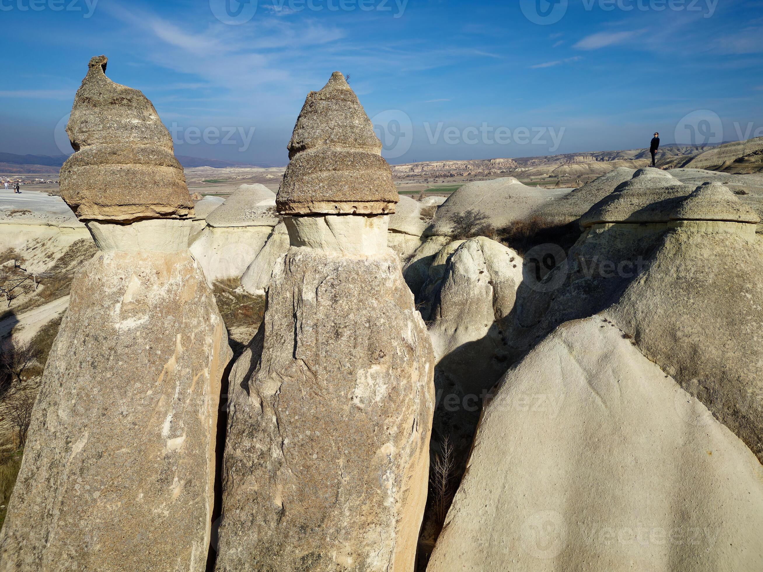 Aerial drone view of a person admiring the natural beauty of Pasabag ...