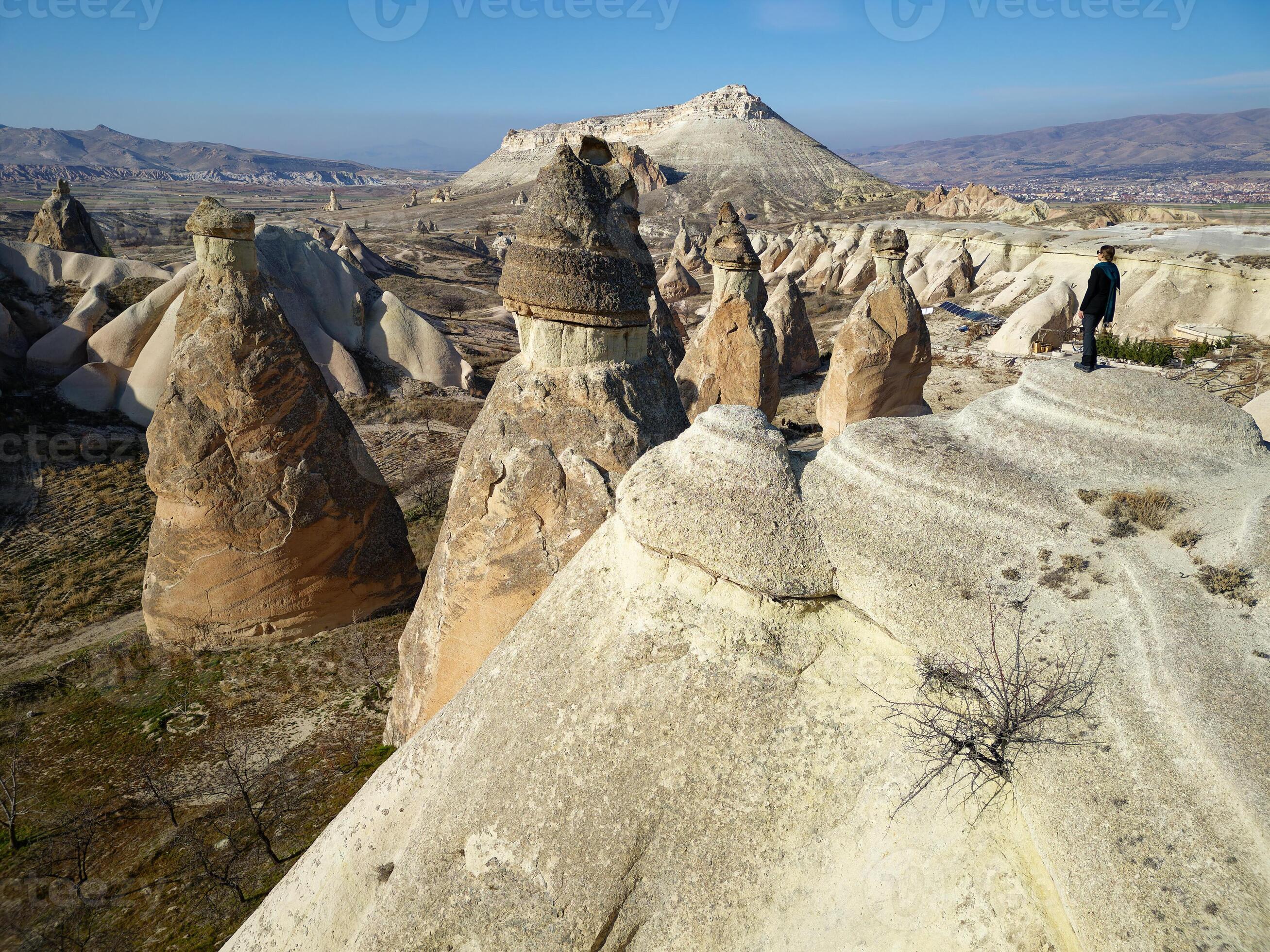 Aerial drone view of a person admiring the natural beauty of Pasabag ...