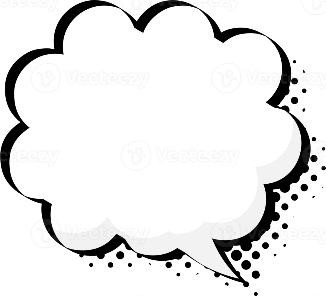 Black And White Color Pop Art Polka Dots Halftone Speech Bubble Balloon Icon Sticker Memo