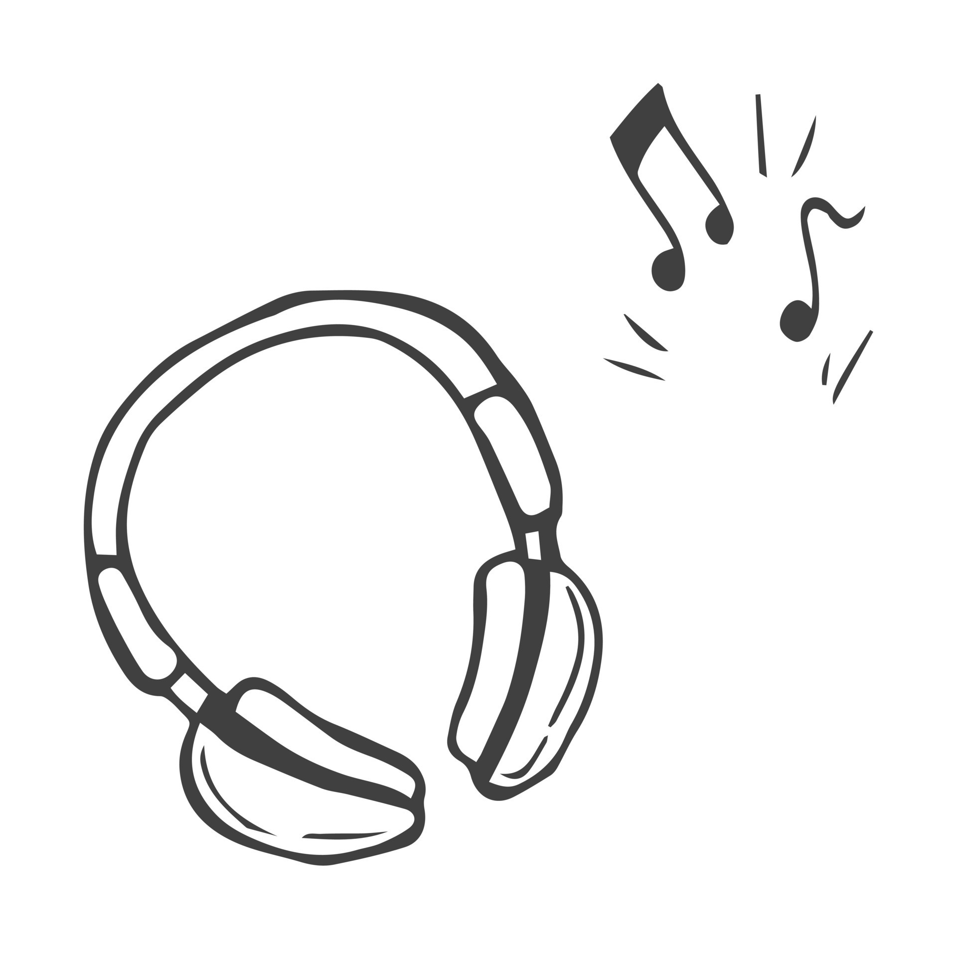Hand drawn headphones and musical notes doodles electronic music vector ... Hand drawn headphones and musical notes doodles electronic music vector ...