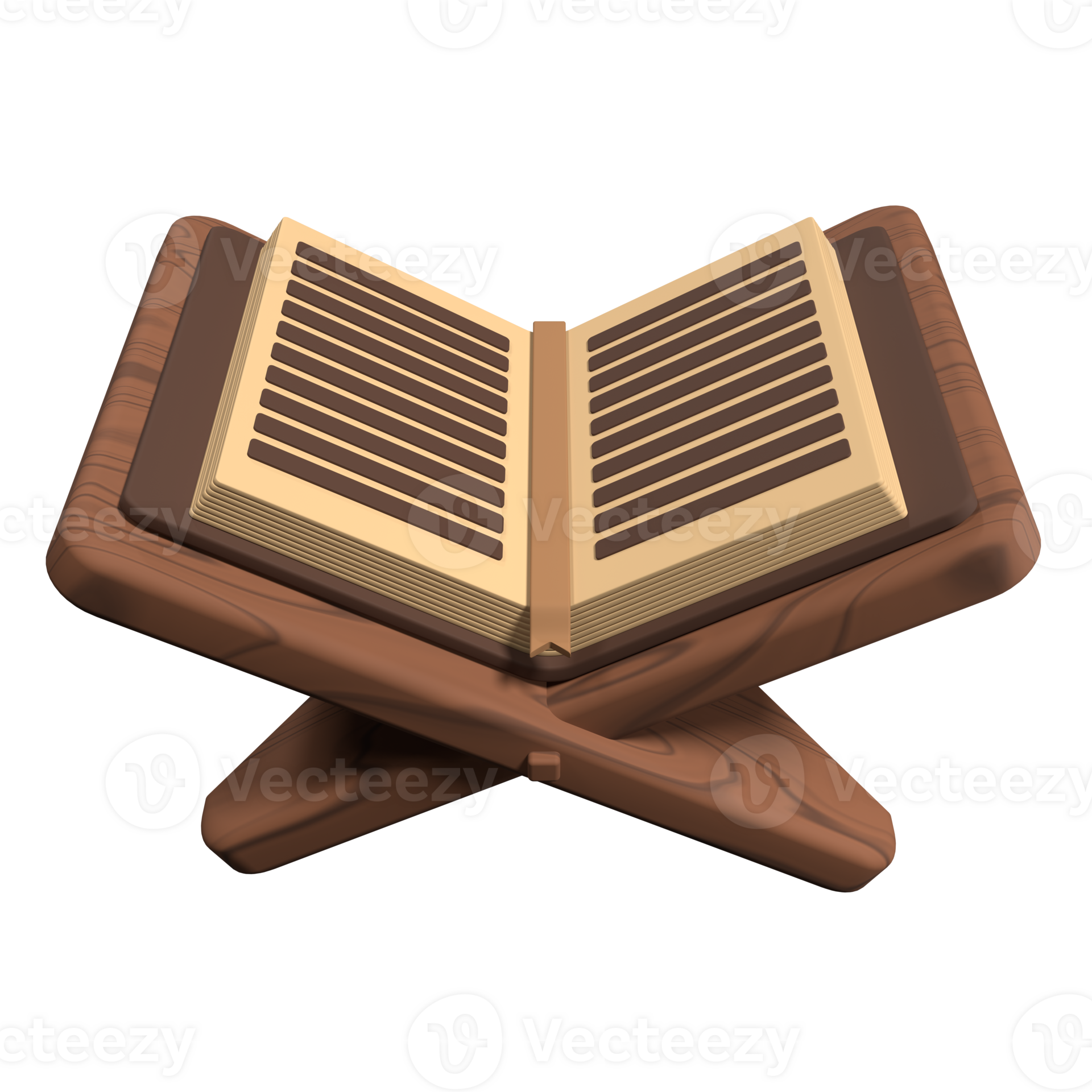 Islamic holy quran book with stand icon. Holy quran ramadan icon. 3D rendering holy quran ...