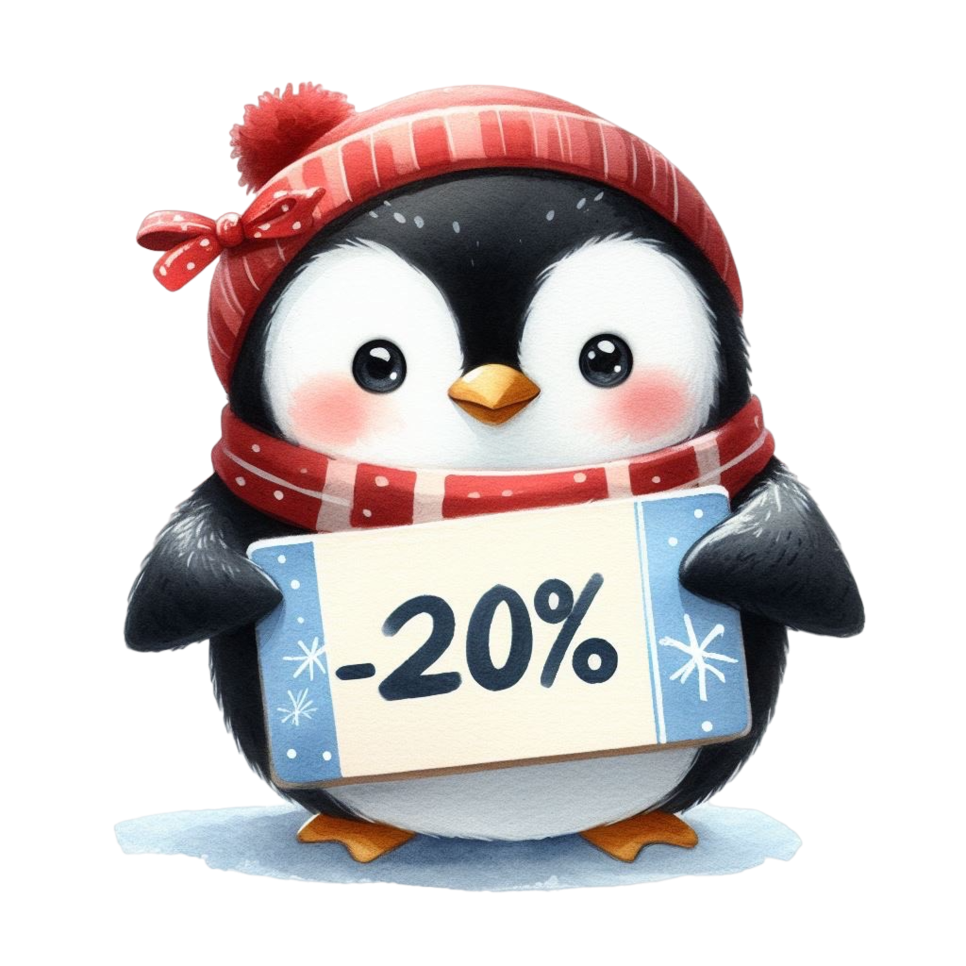 AI Generated Cartoon Penguin Holding A Sign With 20 Percent Off ai-generated-cartoon-penguin-holding-a-sign-with-20-percent-off
