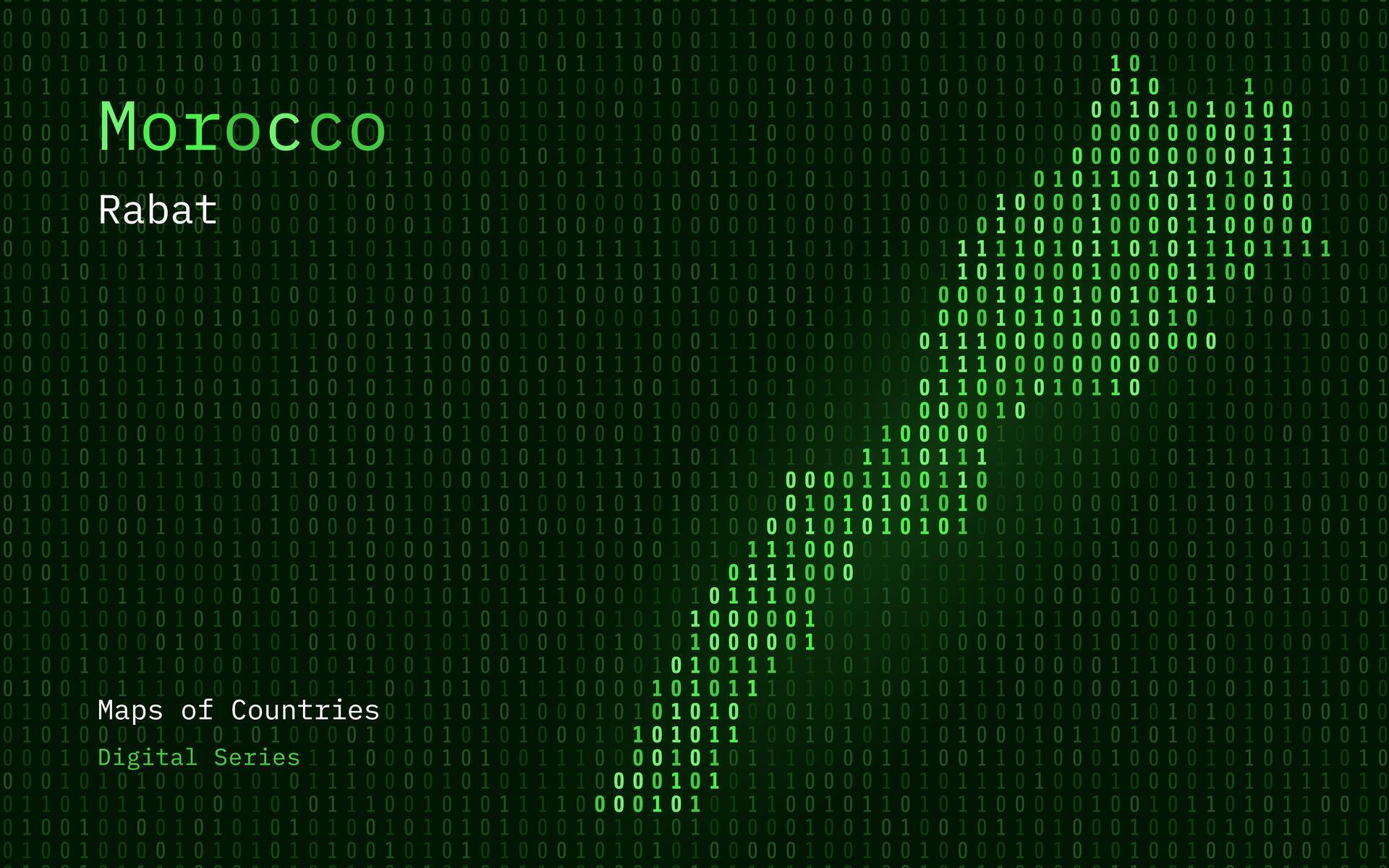 Morocco Map Shown In Binary Code Pattern Tsmc Matrix Numbers Zero 1010