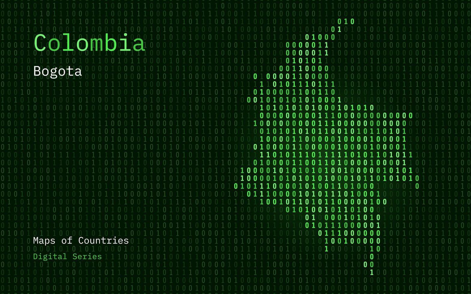 Colombia Map Shown In Binary Code Pattern Tsmc Green Matrix Numbers