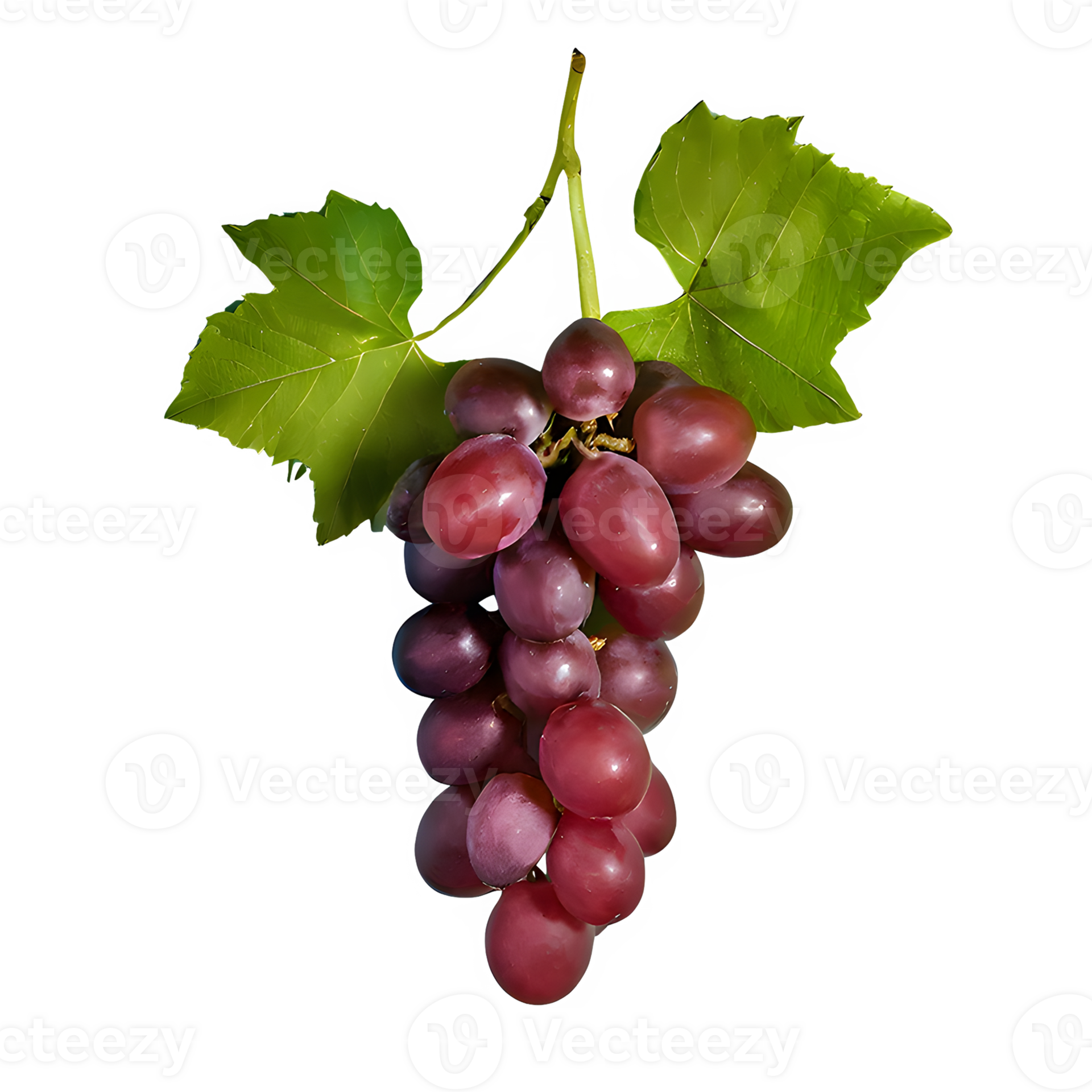 AI generated Red grape with leaves isolated on transparent background 38199475 PNG