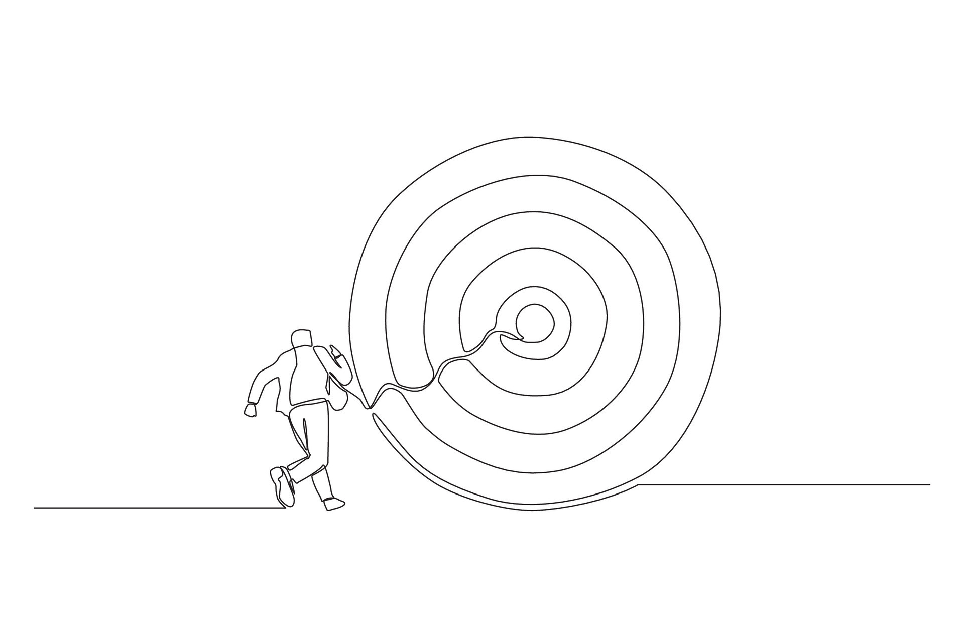 Continuous one line drawing of businessman heading to target, ambition ...