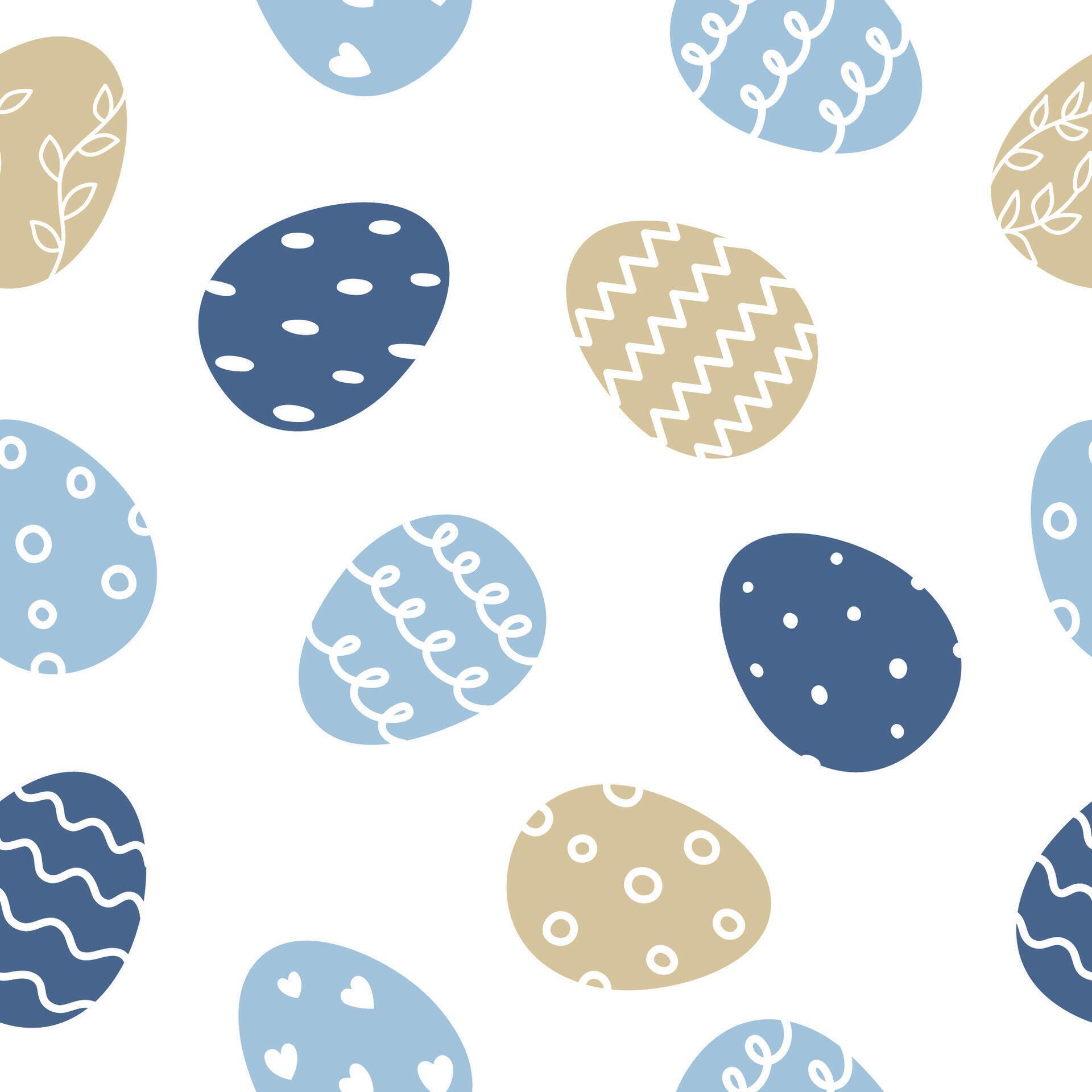 Seamless Easter Pattern With Eggs Vector Flat Illustration For