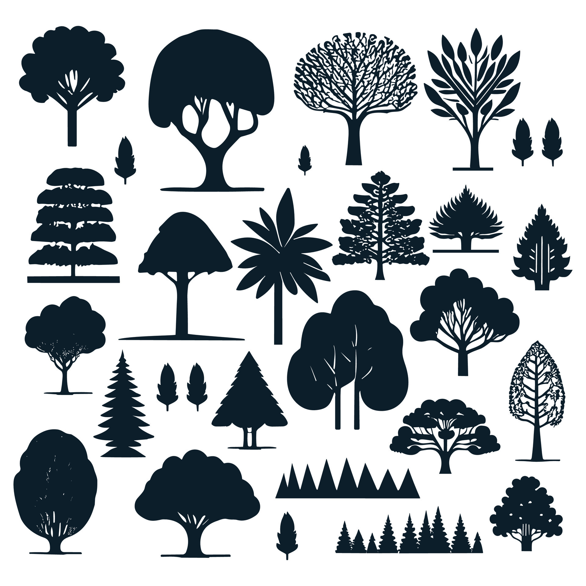 silhouette tree vector set 38242045 Vector Art at Vecteezy