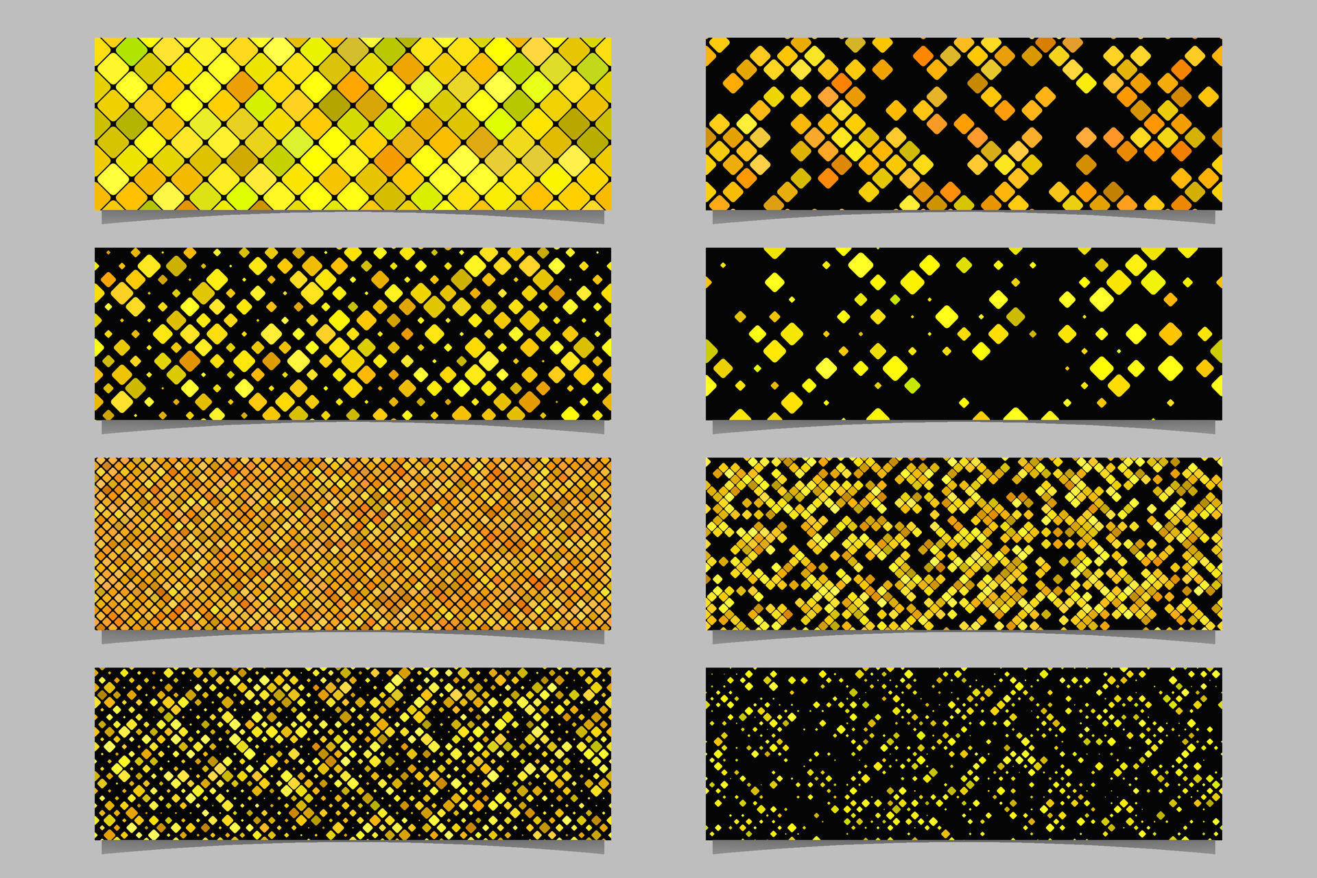 Abstract Modern Diagonal Rounded Square Pattern Banner Background Set Vector Graphic Design