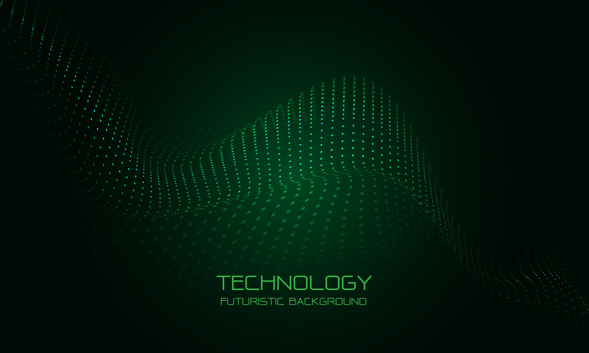 Abstract green wave particles technology futuristic flow sound mesh ...