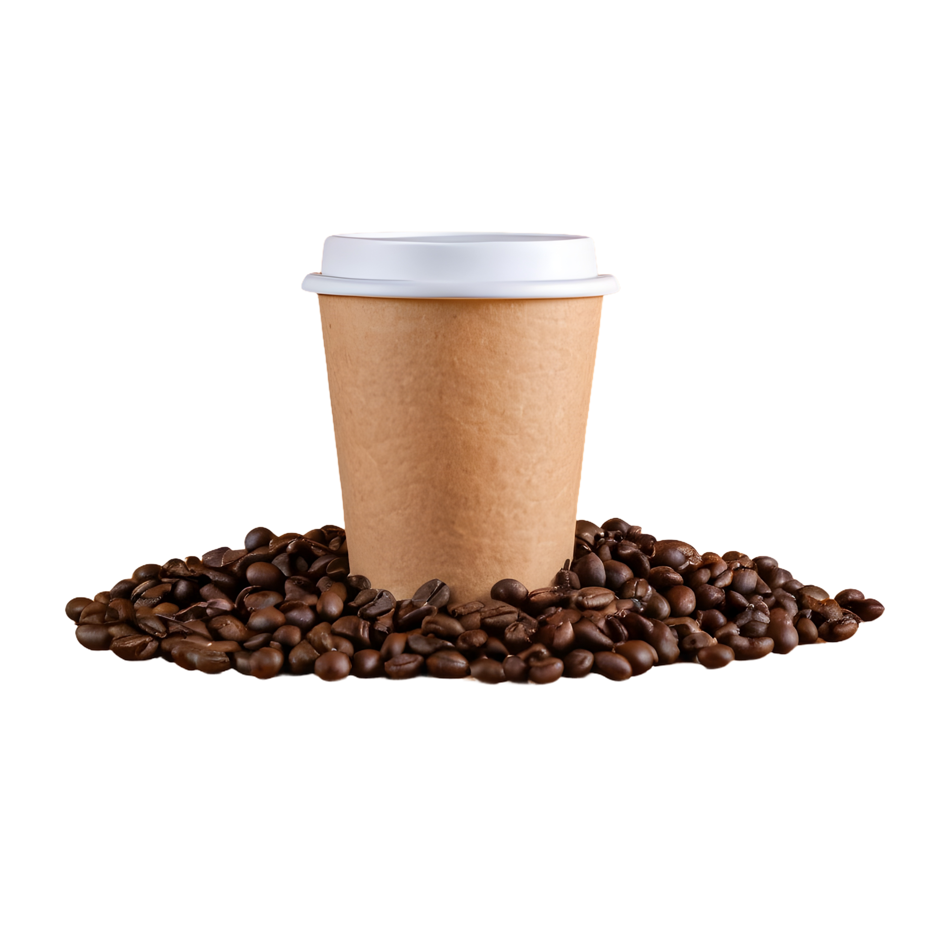 AI Generated Coffee Beans On A Wooden Table In A Paper Cup Isolated ai-generated-coffee-beans-on-a-wooden-table-in-a-paper-cup-isolated