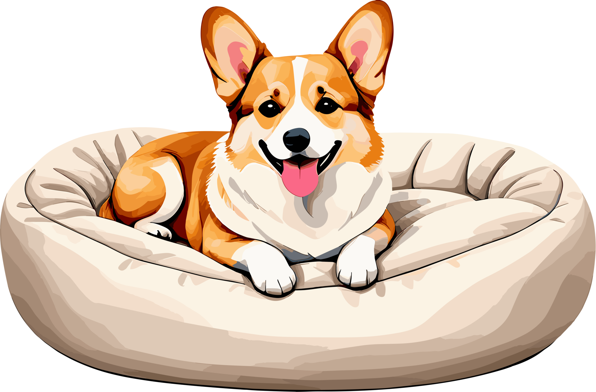 AI generated Cute corgi dog in comfy dog bed illustration isolated on ... AI generated Cute corgi dog in comfy dog bed illustration isolated on ...