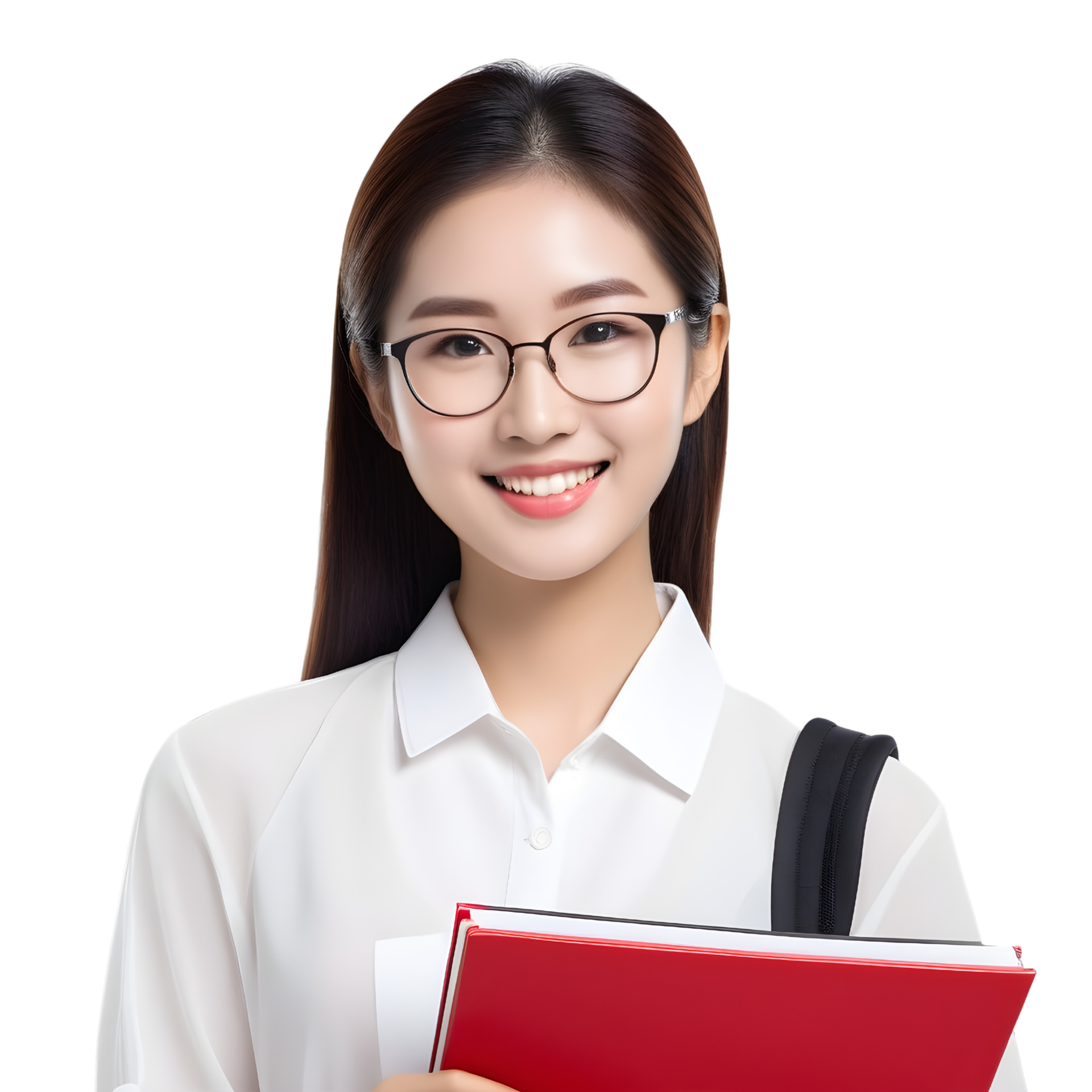 AI generated Asian female student smiling happily on PNG transparent ... AI generated Asian female student smiling happily on PNG transparent ...