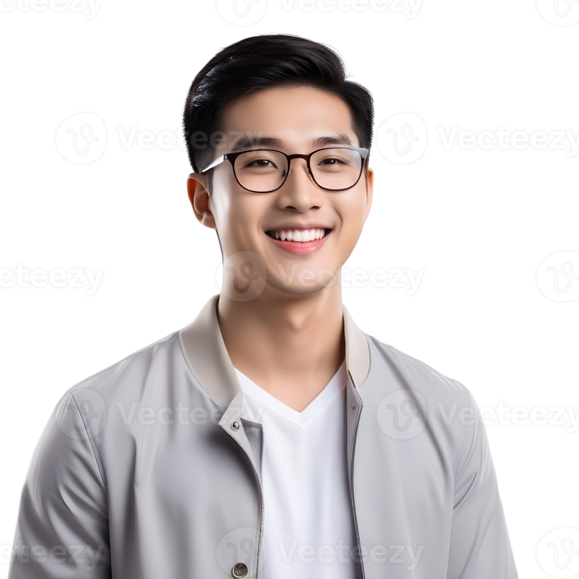 AI generated Asian male student smiling happily on PNG transparent ...